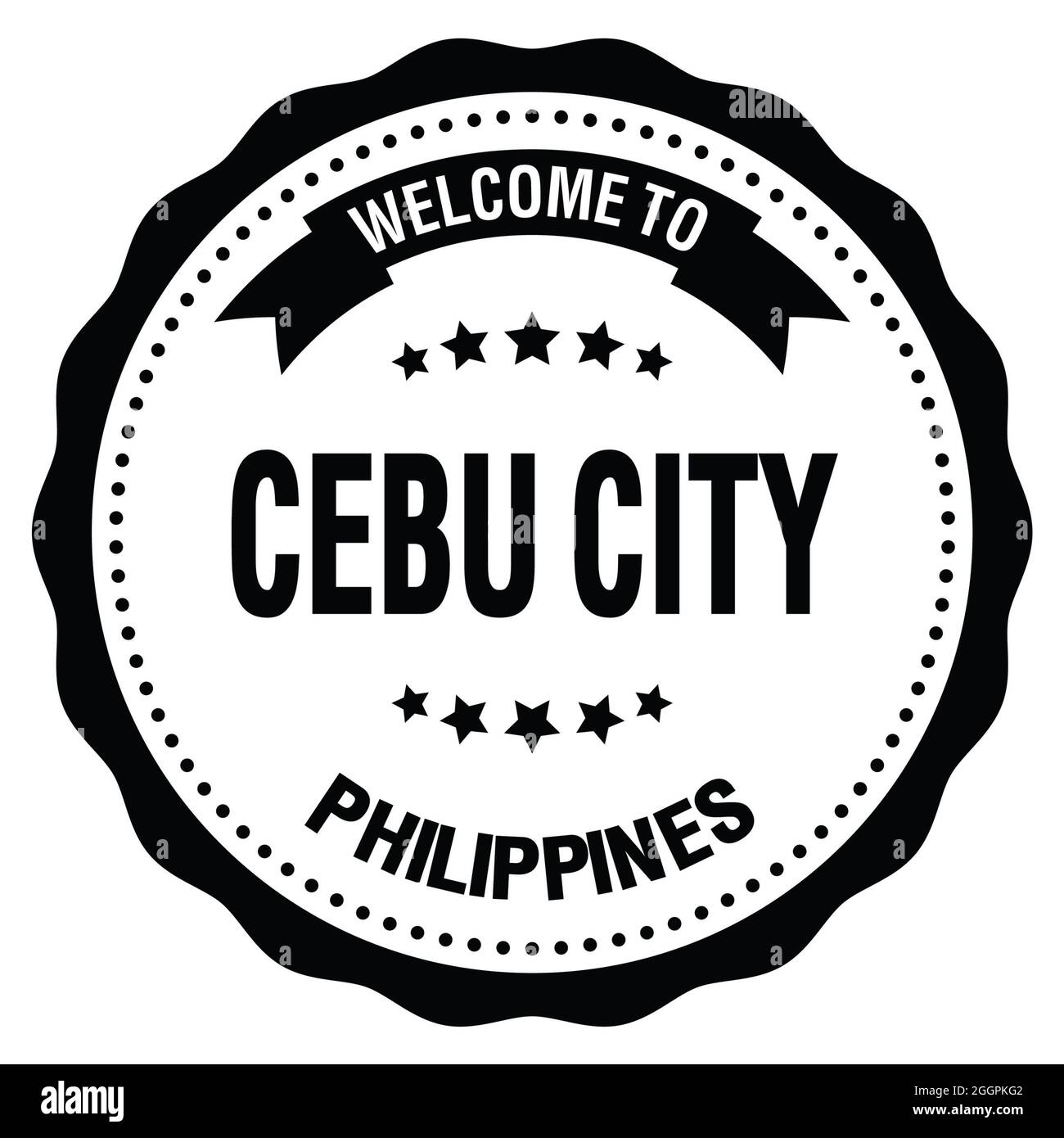 WELCOME TO CEBU CITY - PHILIPPINES, words written on black round badge ...