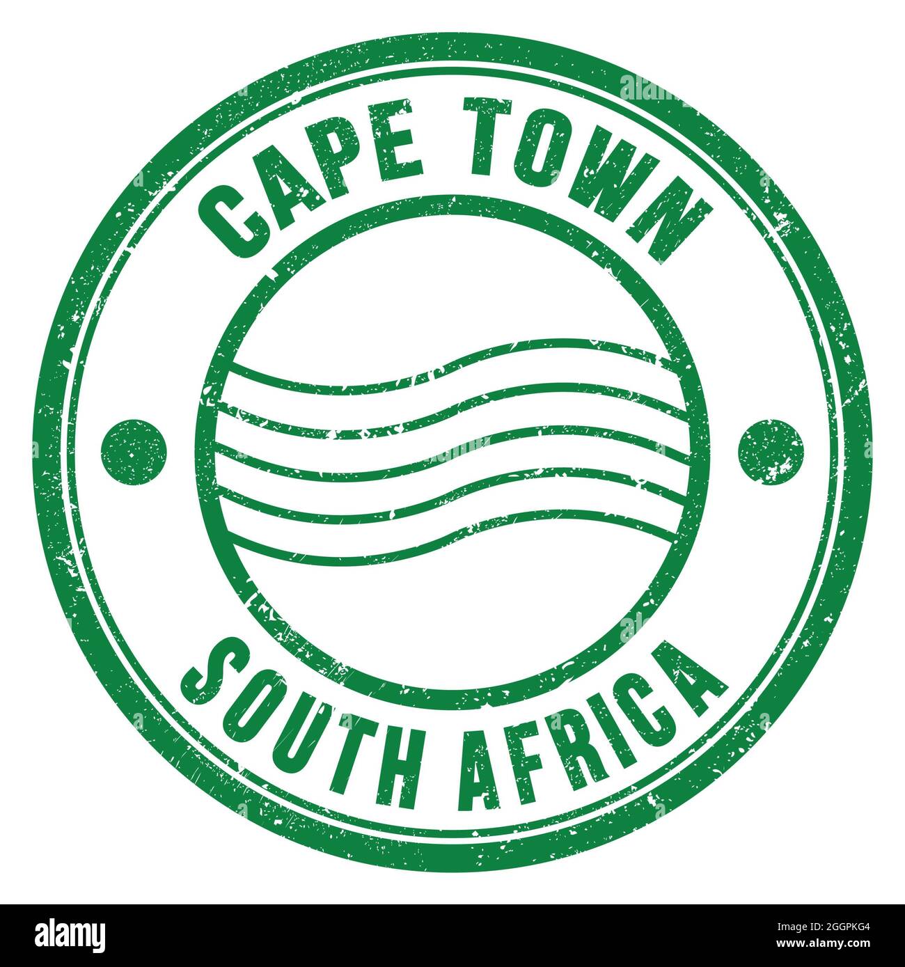 CAPE TOWN - SOUTH AFRICA, words written on green round postal stamp ...