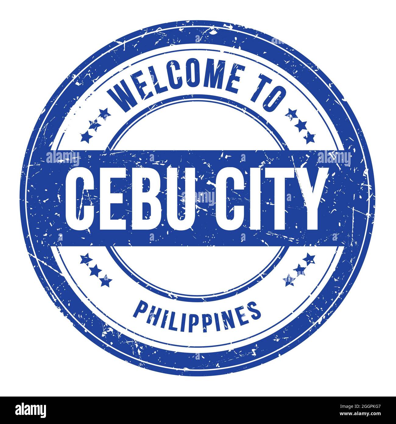 WELCOME TO CEBU CITY - PHILIPPINES, words written on blue round coin ...