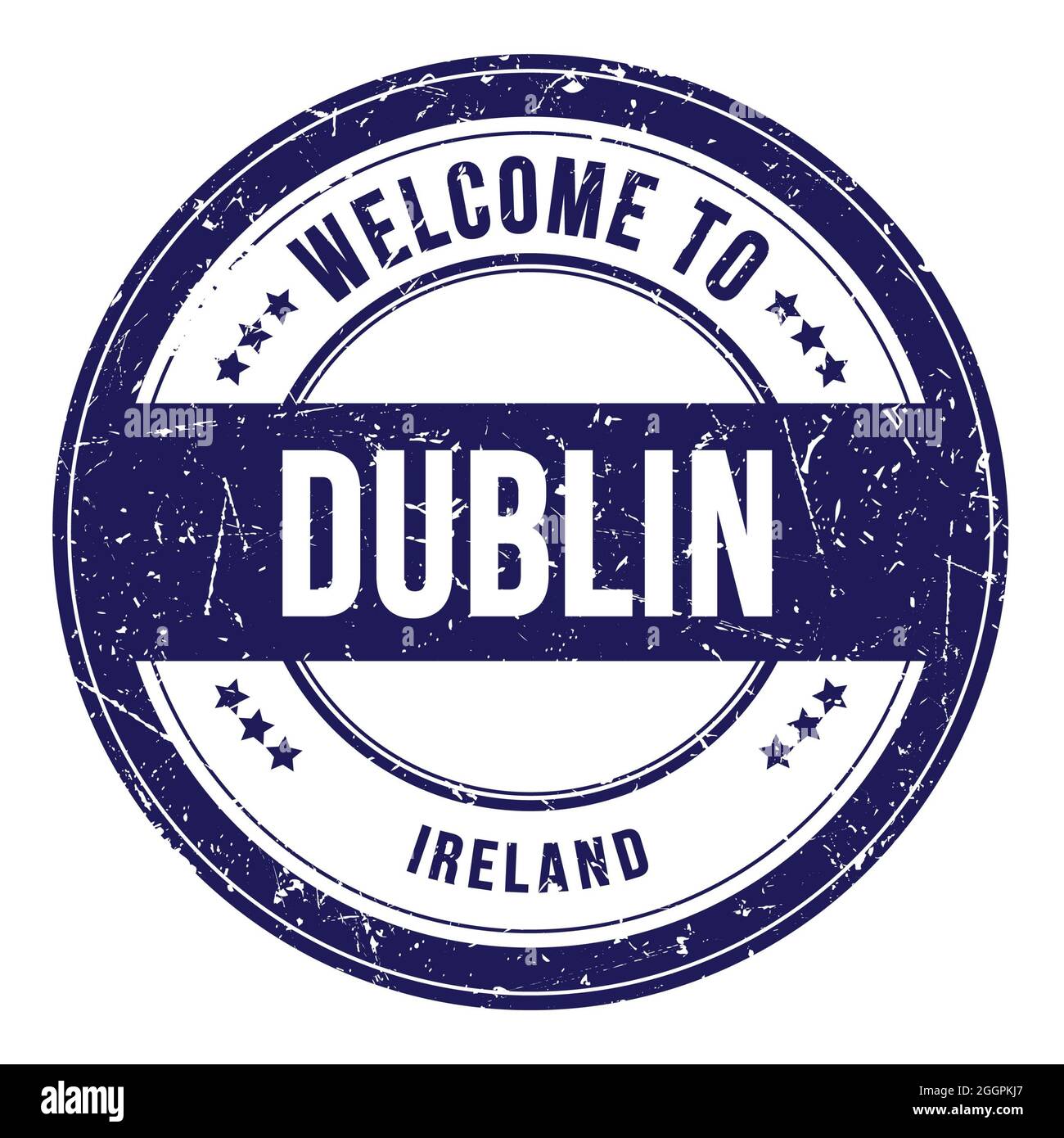 WELCOME TO DUBLIN - IRELAND, words written on blue round coin stamp ...
