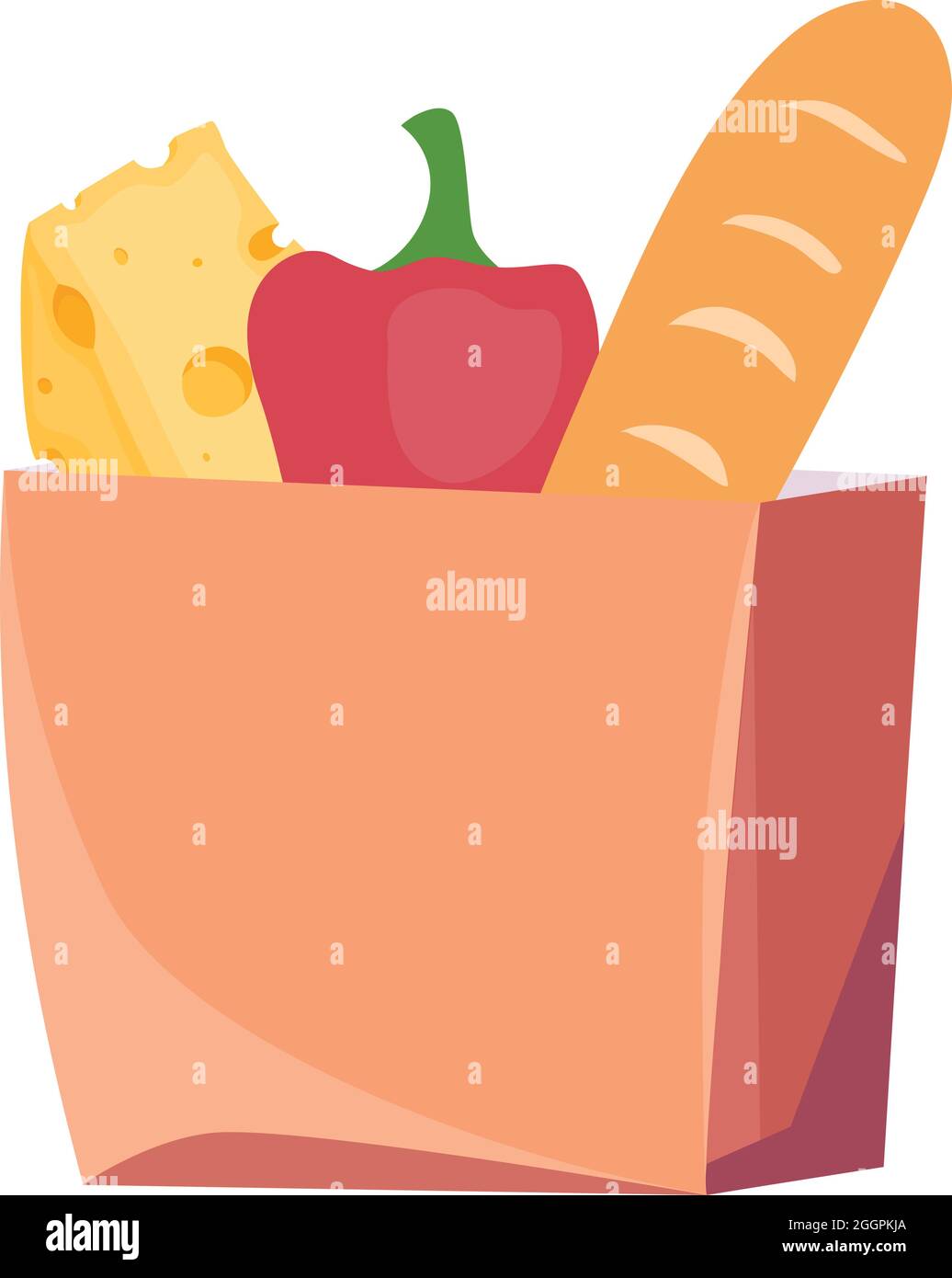 Food paper bag icon cartoon vector. Grocery supermarket buy Stock ...