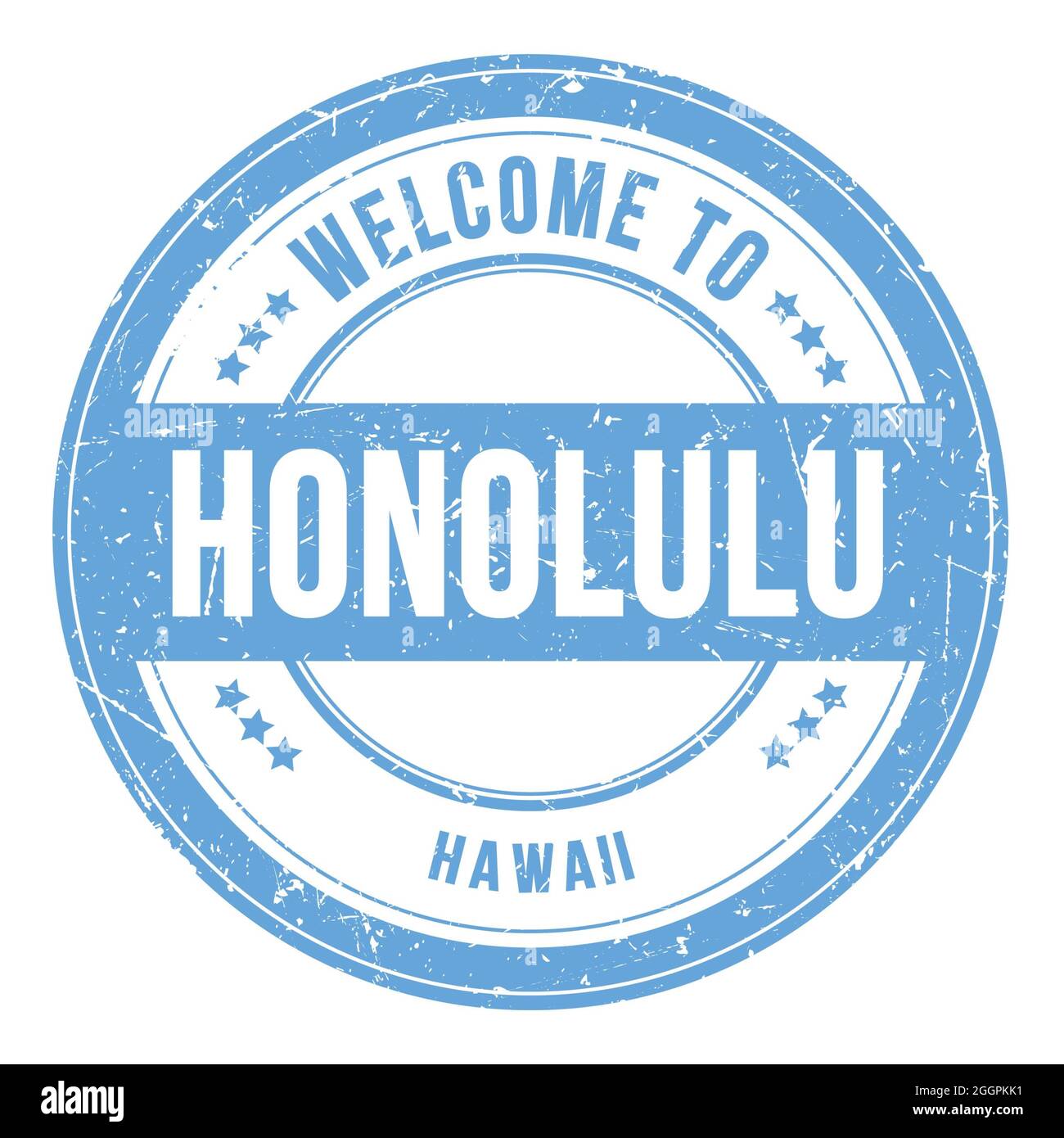 WELCOME TO HONOLULU - HAWAII, words written on light blue round coin ...