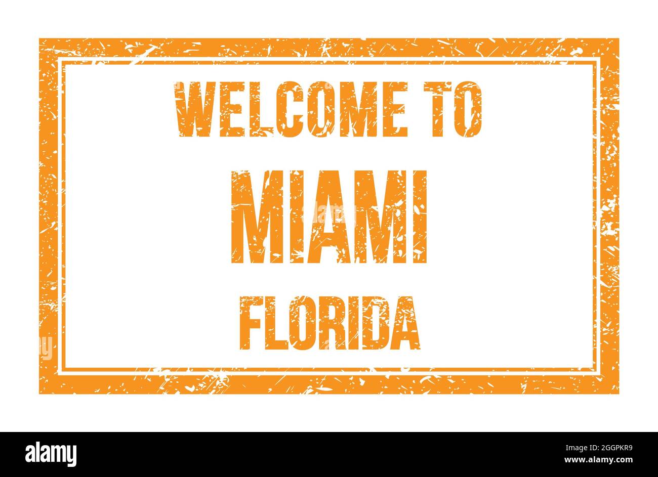 WELCOME TO MIAMI - FLORIDA, words written on orange rectangle post ...