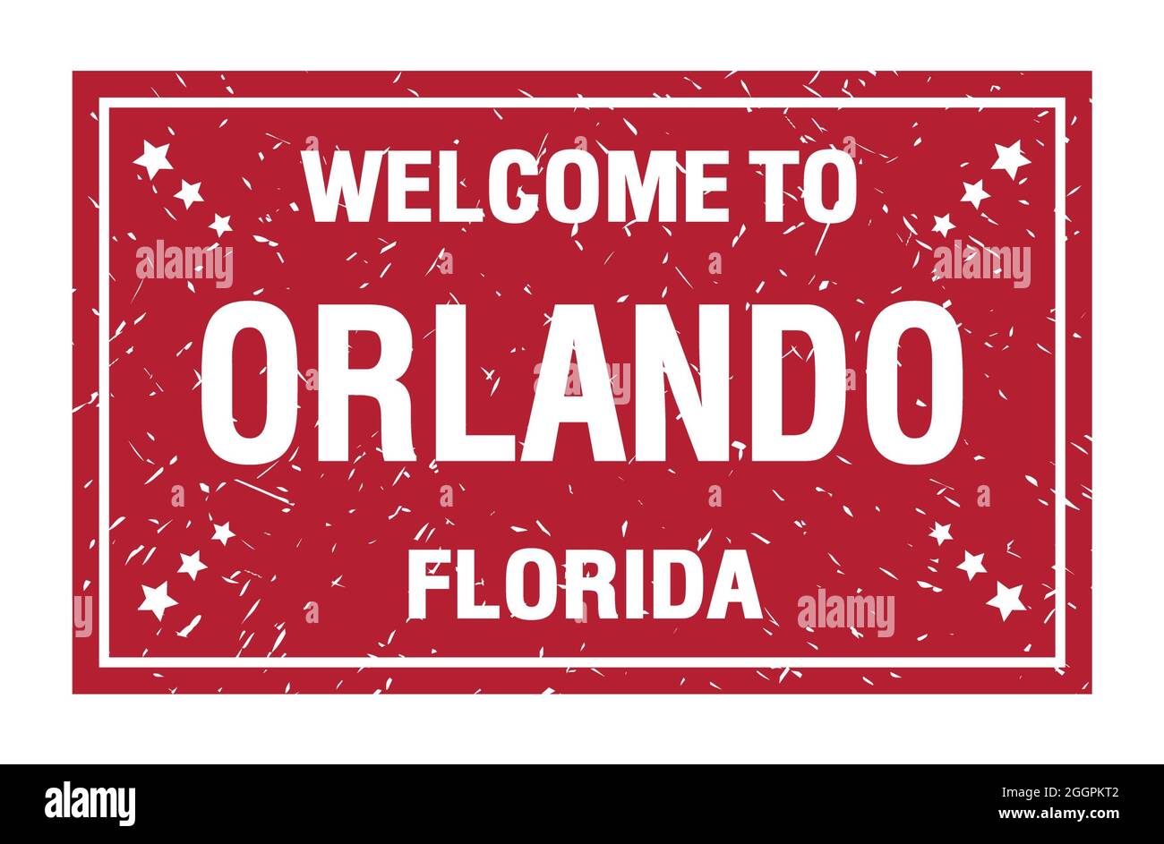 WELCOME TO ORLANDO - FLORIDA, words written on red rectangle flag stamp ...