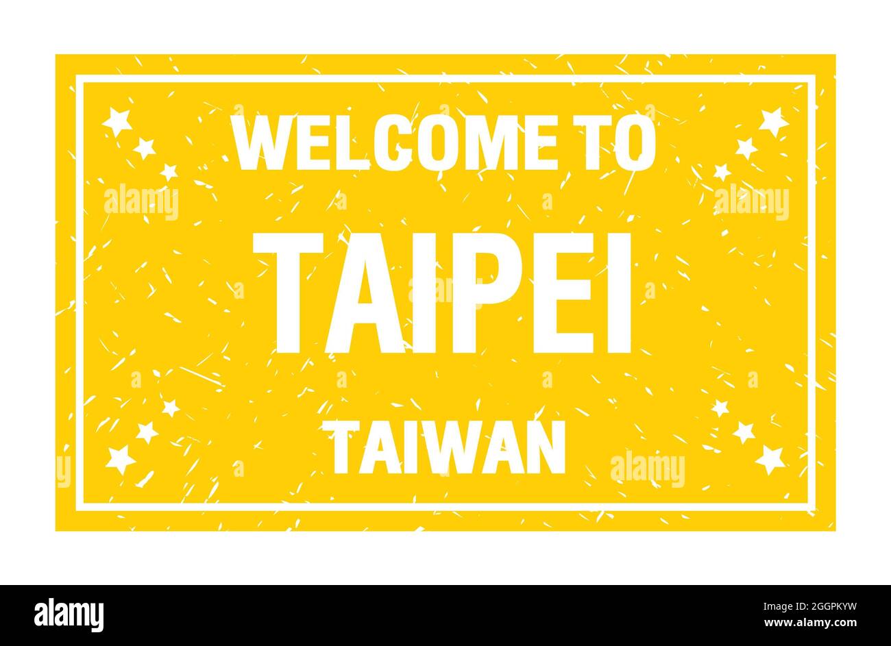 WELCOME TO TAIPEI - TAIWAN, words written on yellow rectangle flag ...
