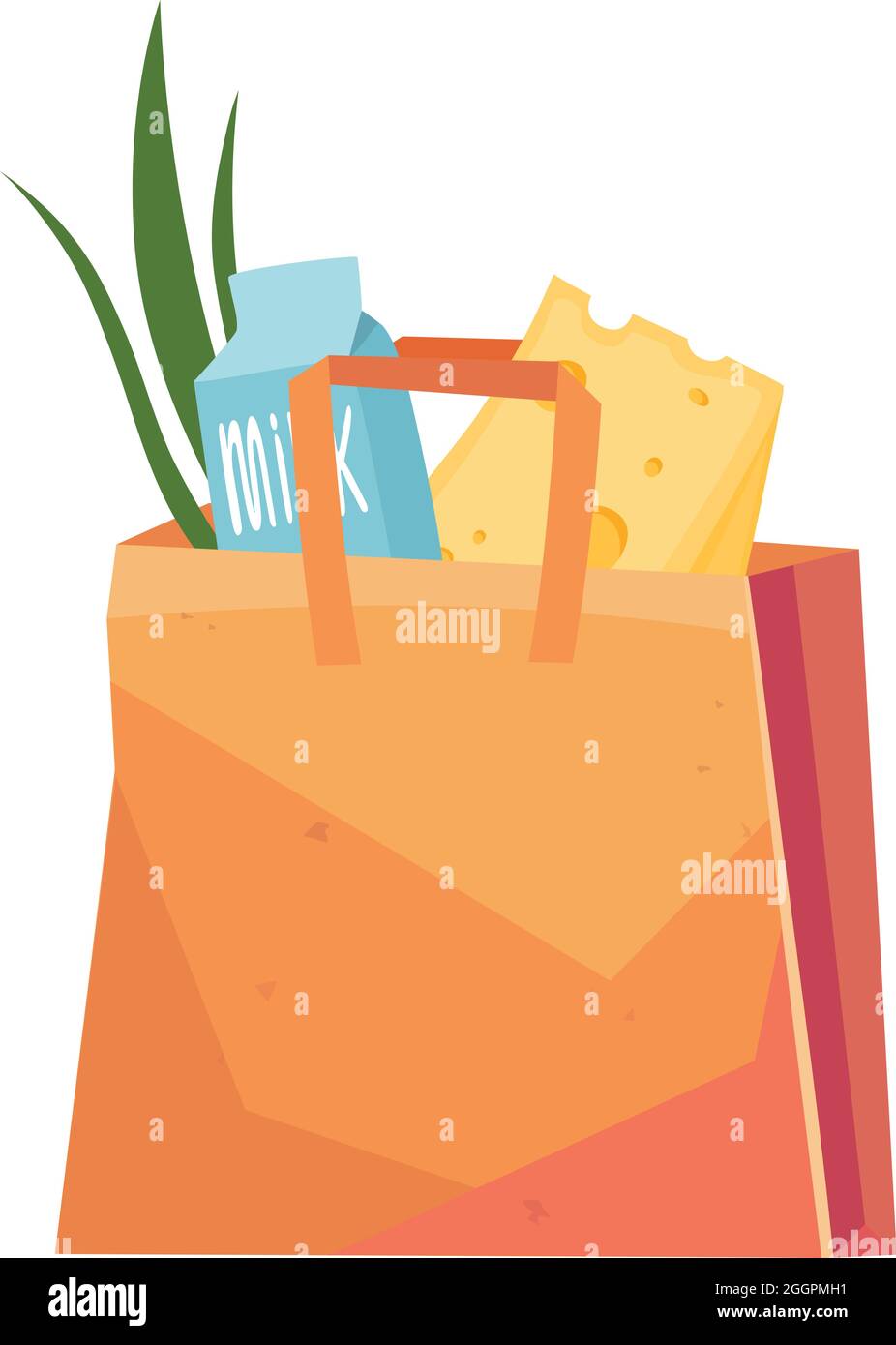 Food paper bag icon cartoon vector. Grocery supermarket buy Stock ...