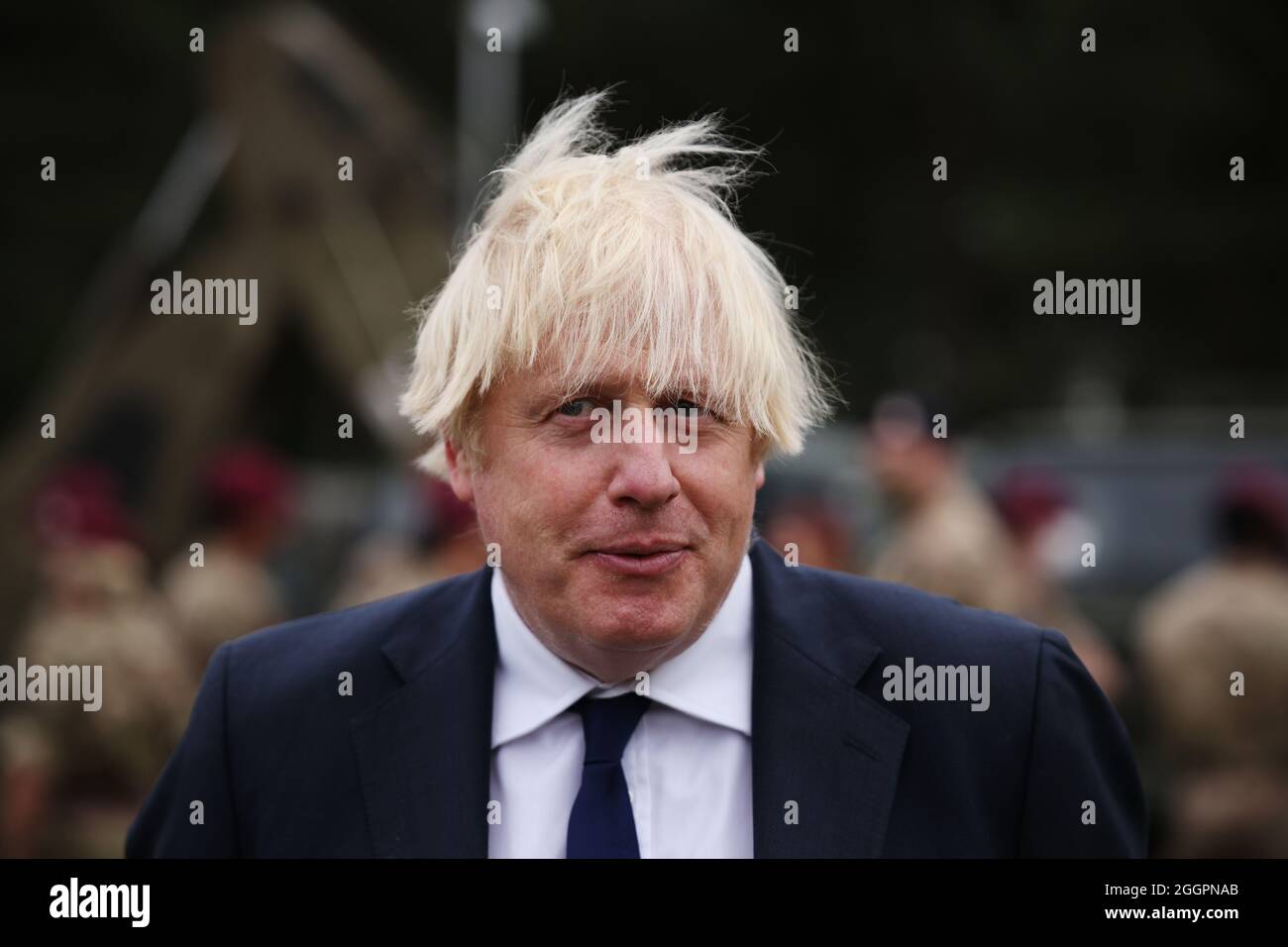 Prime Minister Boris Johnson during a visit to Merville Barracks in ...
