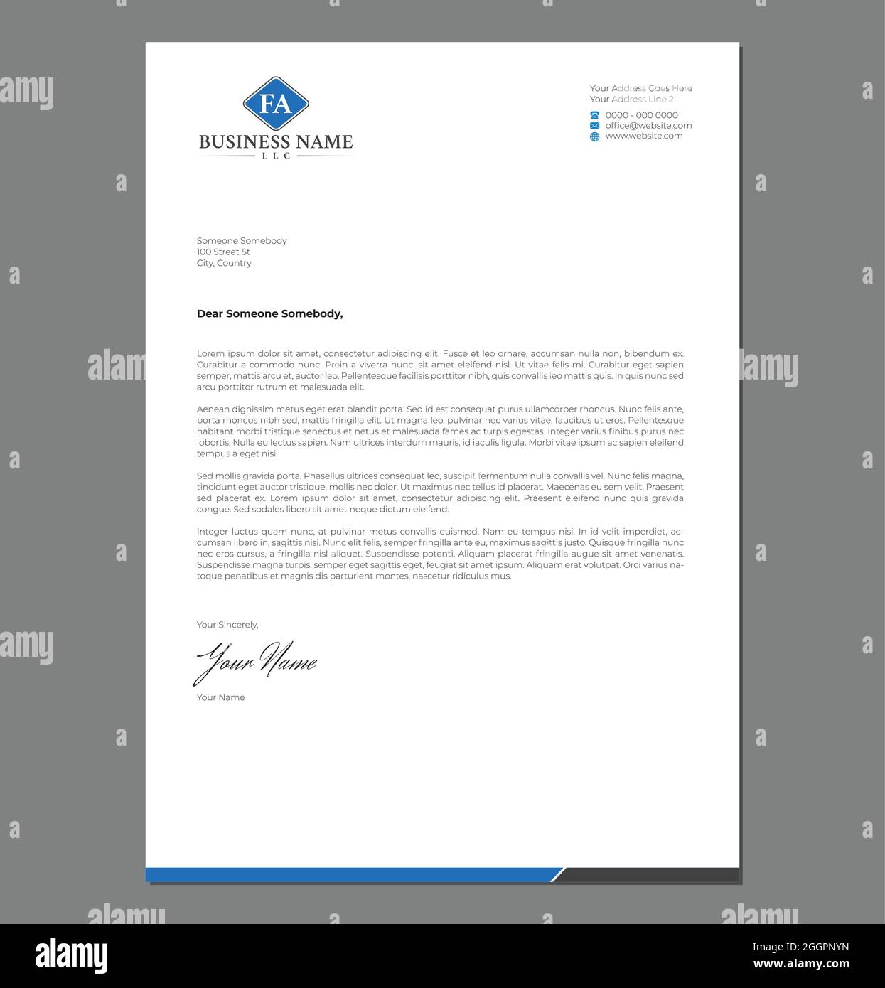 Blank Letterhead Template for Print with Initial AF and FA or Logo ...