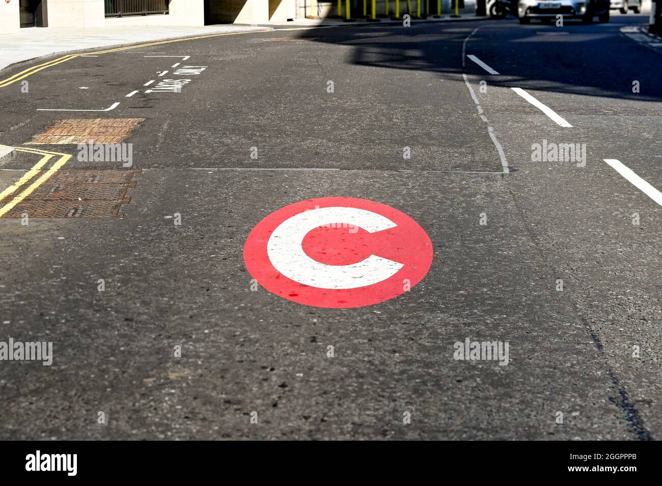 Congestion charge road marking in central london hi-res stock ...