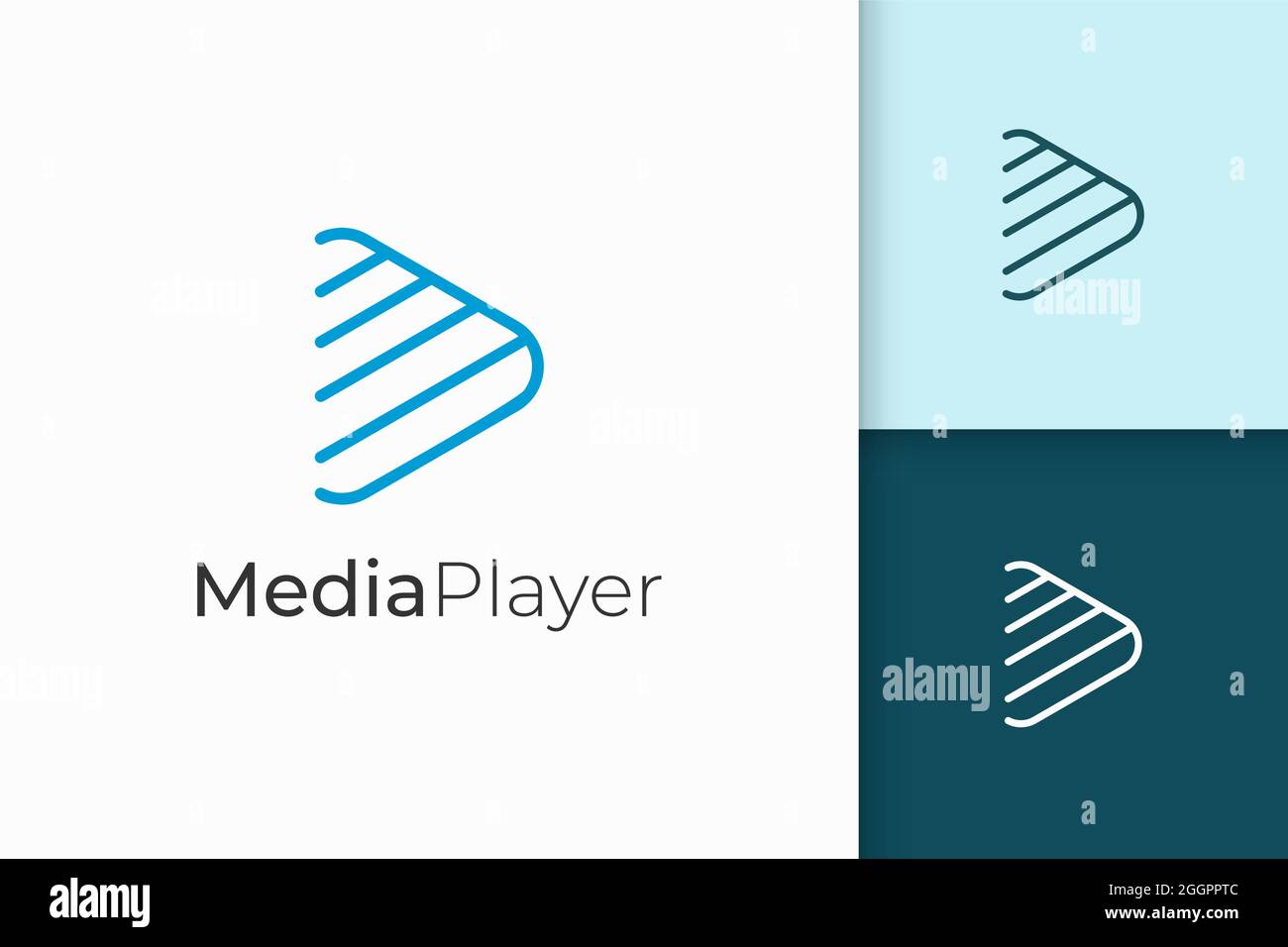 Media player logo in simple and modern line art play shape Stock Vector ...