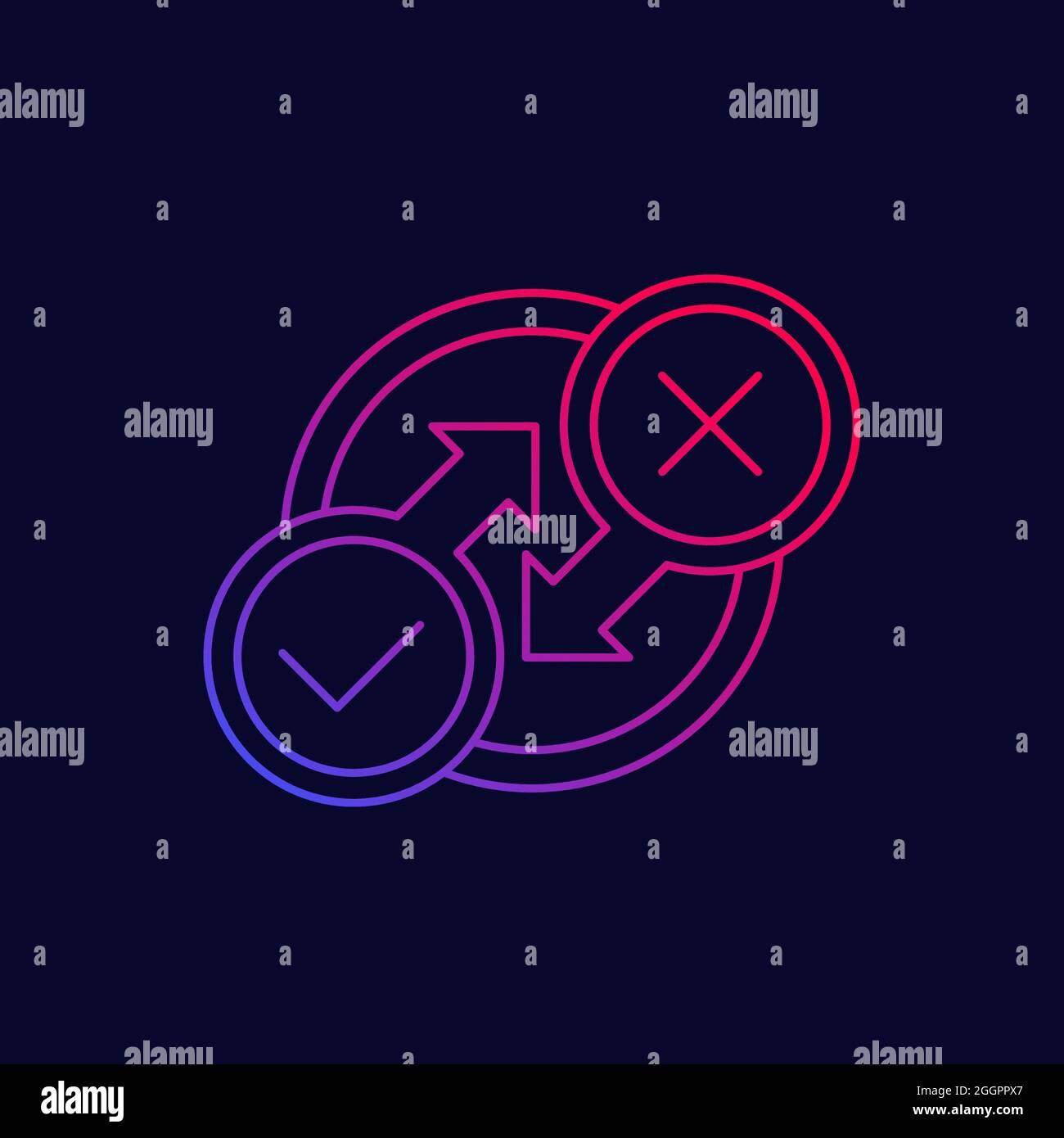 process linear icon with checkmark and cross Stock Vector Image & Art ...