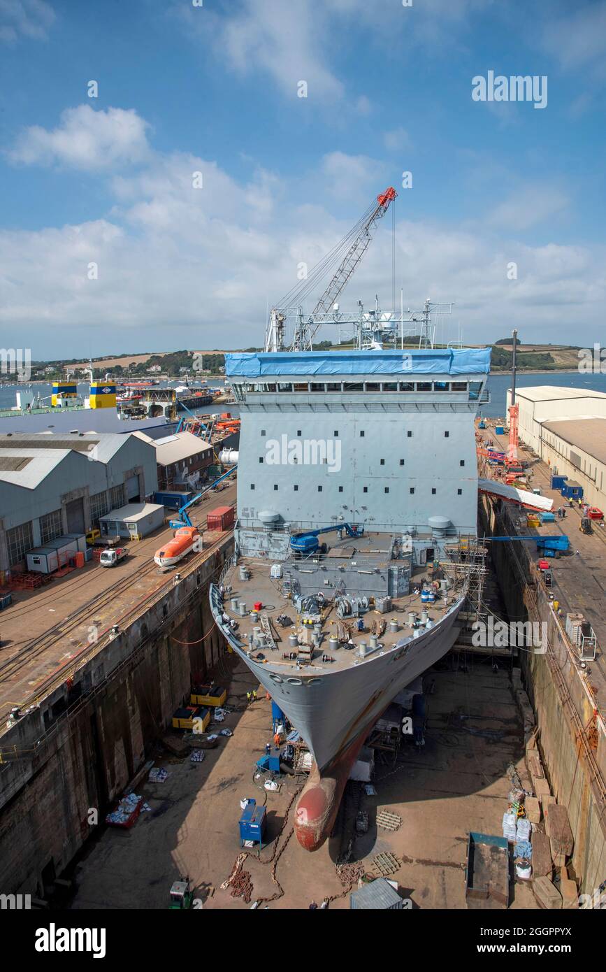 Falmouth, Cornwall, England, UK. 2021. The RFA vessel Cardigan Bay in ...