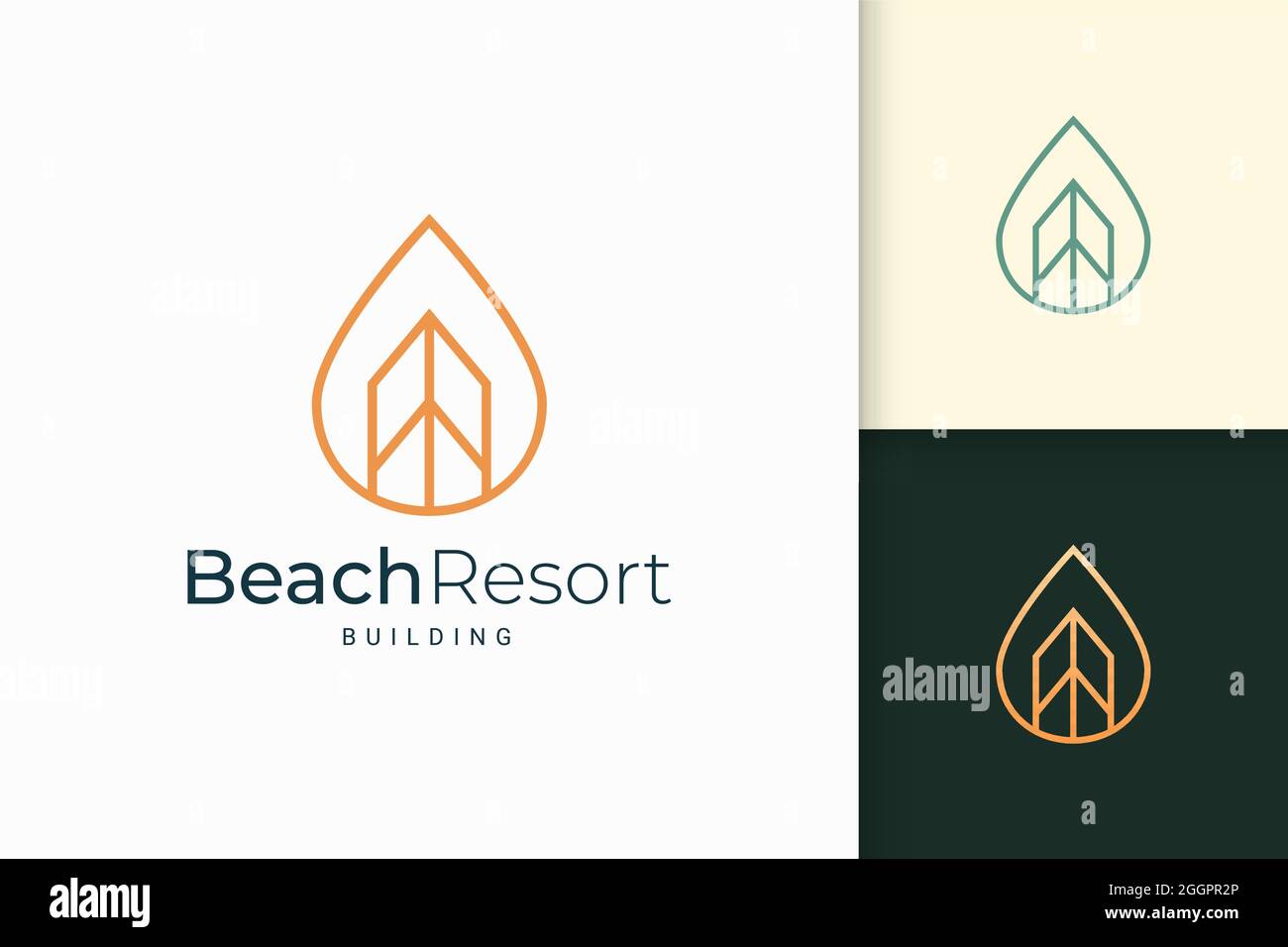 Waterfront apartment or property logo in simple line shape Stock Vector ...