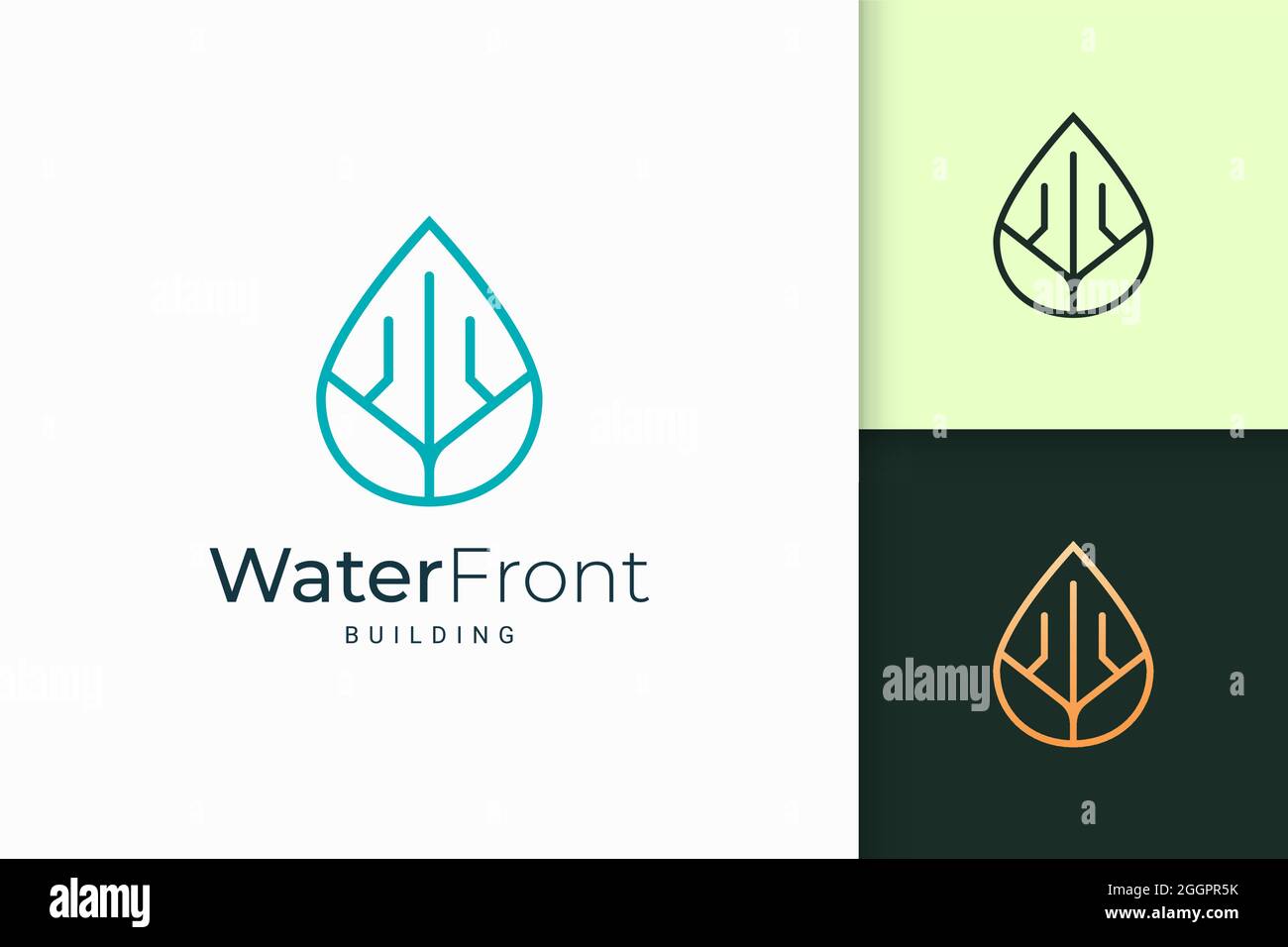 Waterfront apartment or property logo in simple line shape Stock Vector ...