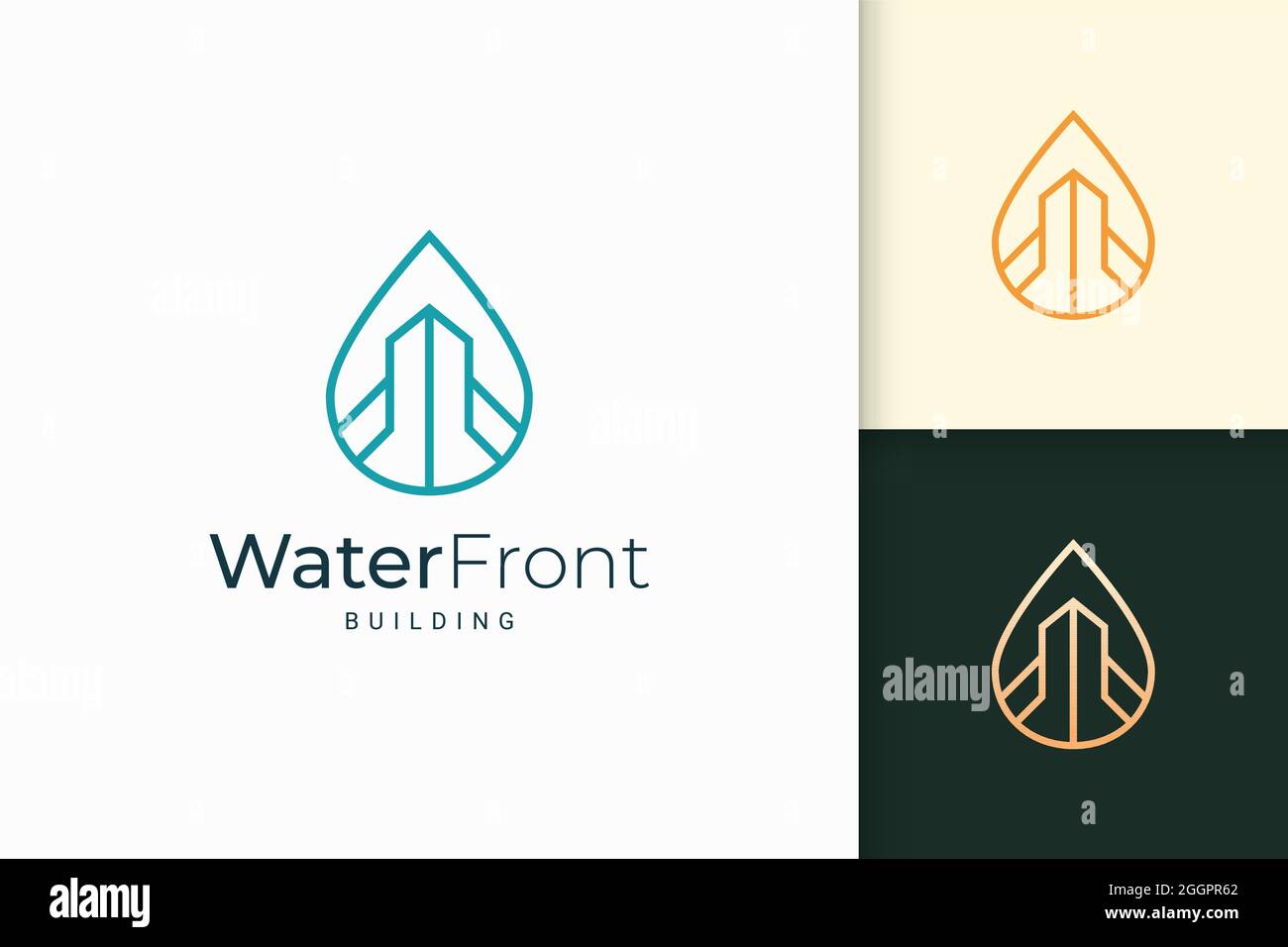 Waterfront apartment or property logo in simple line shape Stock Vector ...