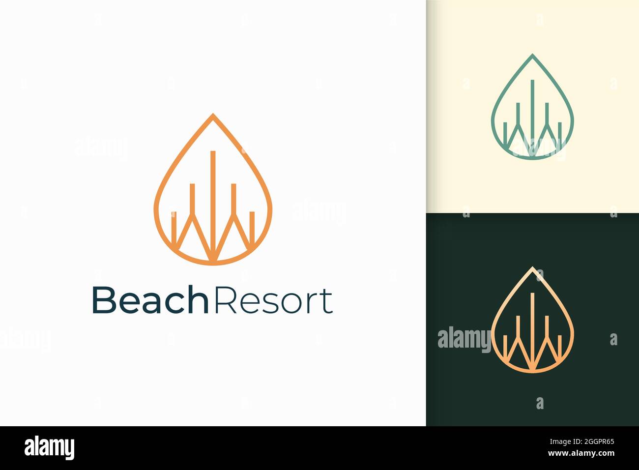 Waterfront apartment or property logo in simple line shape Stock Vector ...