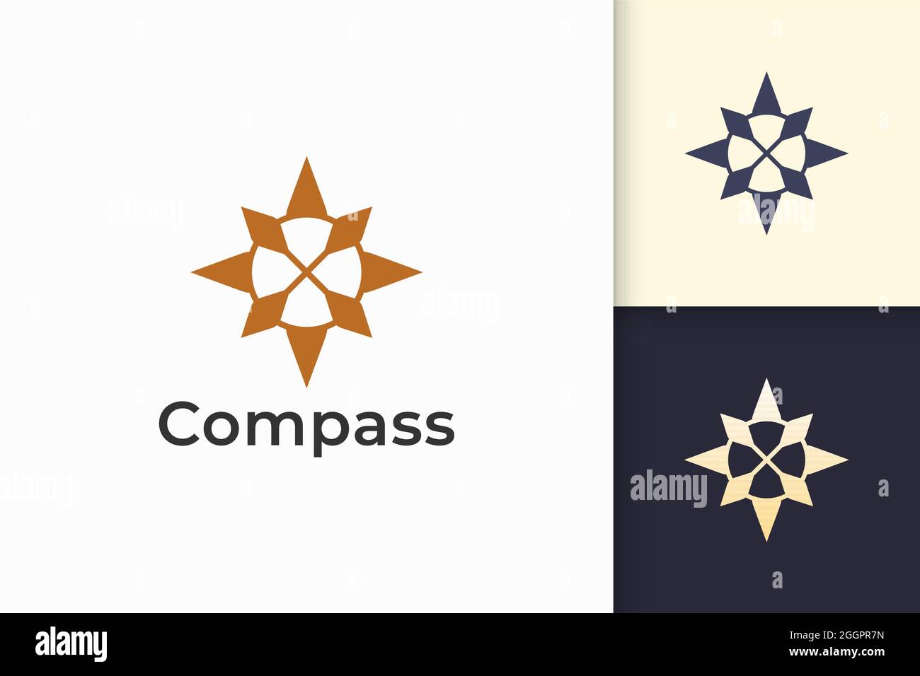 Compass logo in modern and luxury style with gold color Stock Vector ...