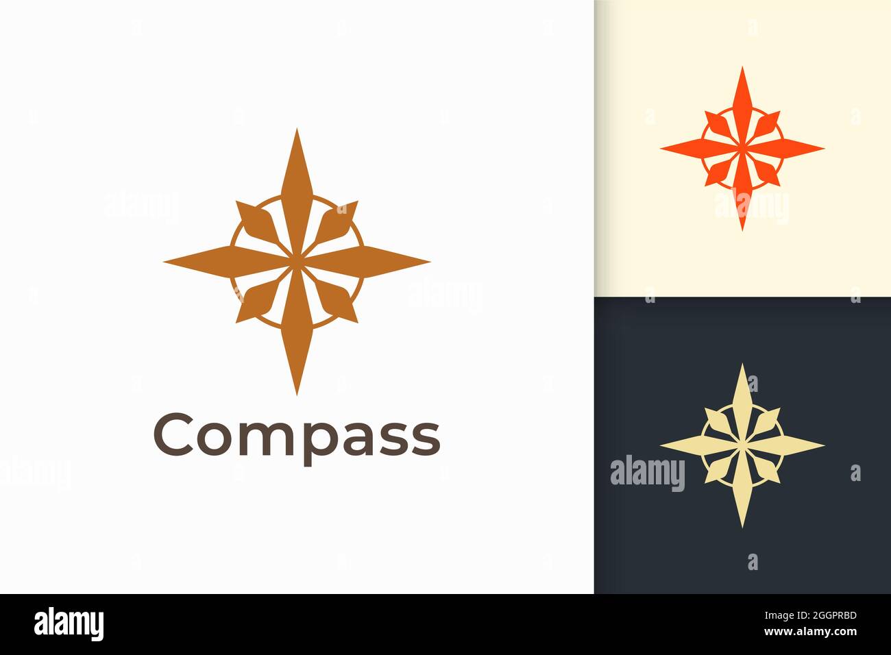 Compass logo in modern shape represent adventure and survival Stock ...