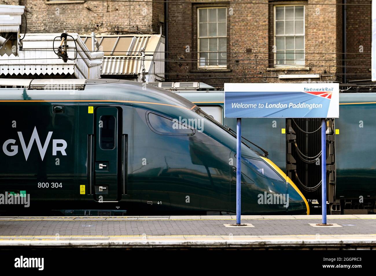 London, England - August 2021: Sign on one of the platforms at London ...