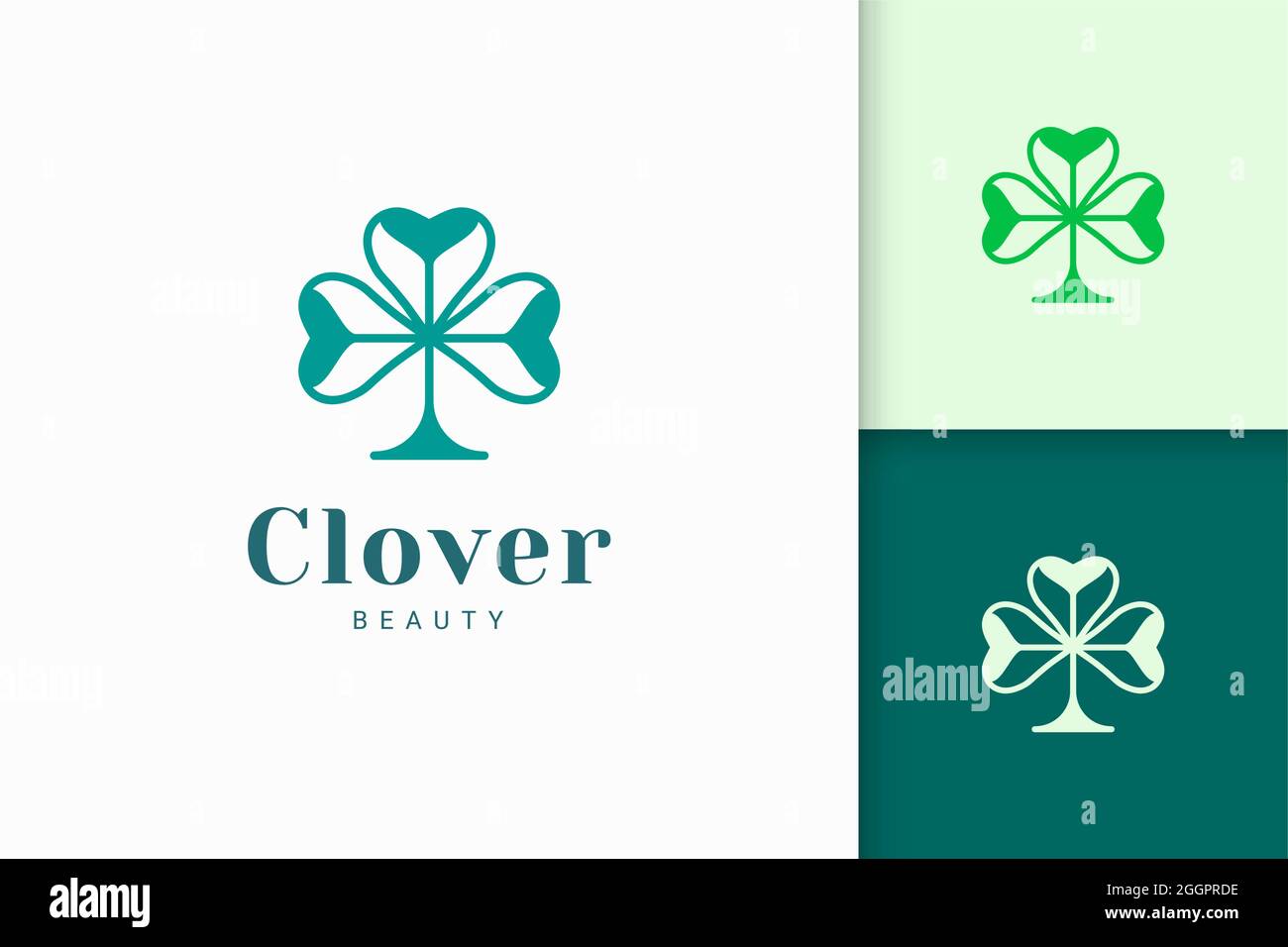 Clover logo with simple love shape represent lucky Stock Vector Image ...