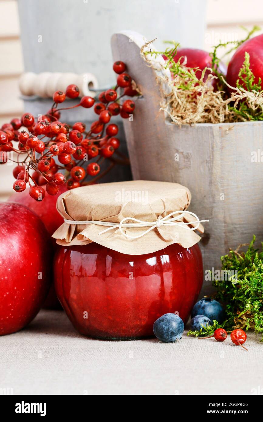Jar of red jam. Healthy food Stock Photo - Alamy