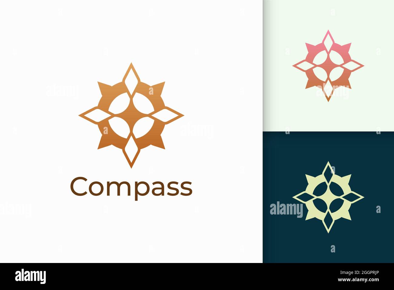 Compass logo in modern and luxury style with gold color Stock Vector ...