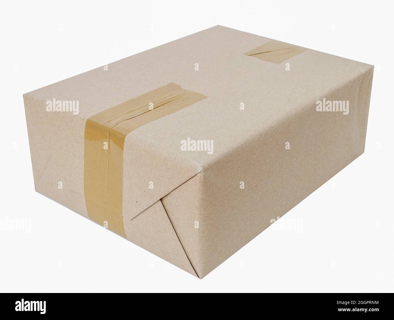 Parcel wrapped with brown paper isolated on white background Stock ...