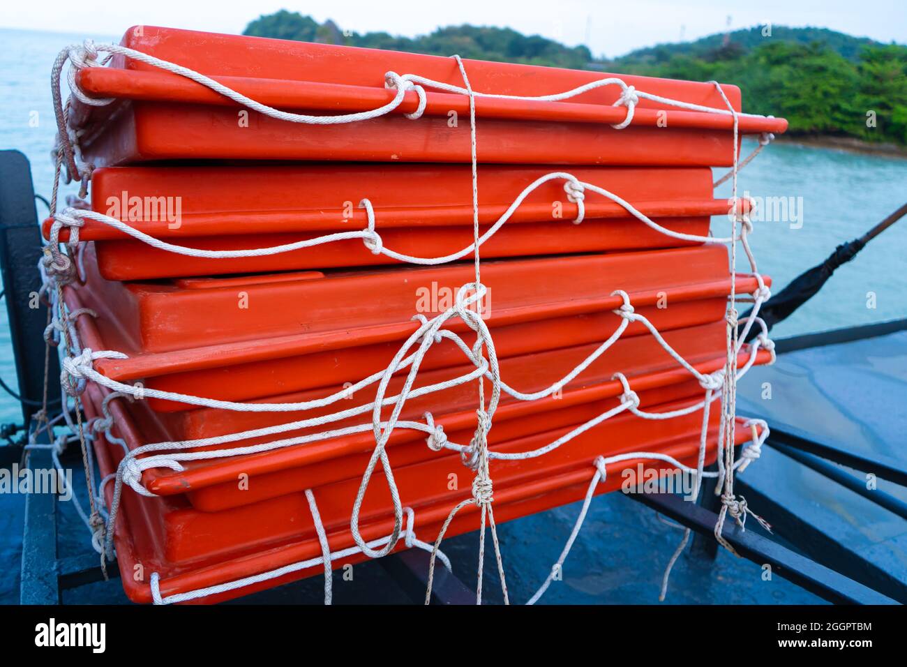 Set of floating buoys on the deck of the ferry Stock Photo - Alamy