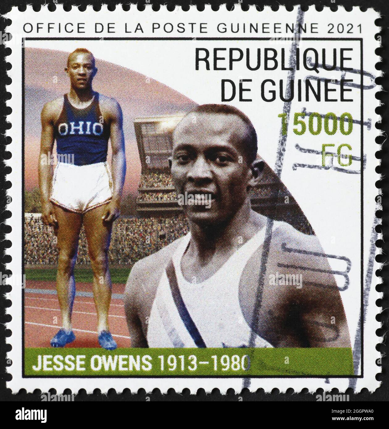 Jesse Owens celebration on postage stamp Stock Photo - Alamy
