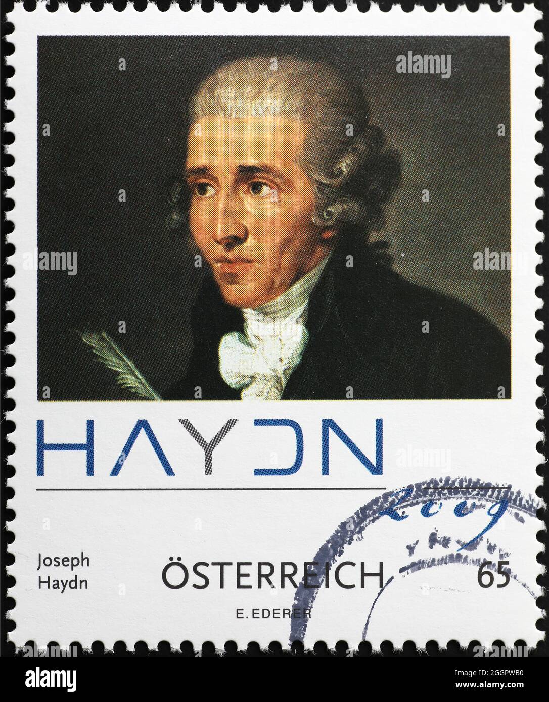 Joseph Haydn postrait on austrian postage stamp Stock Photo - Alamy