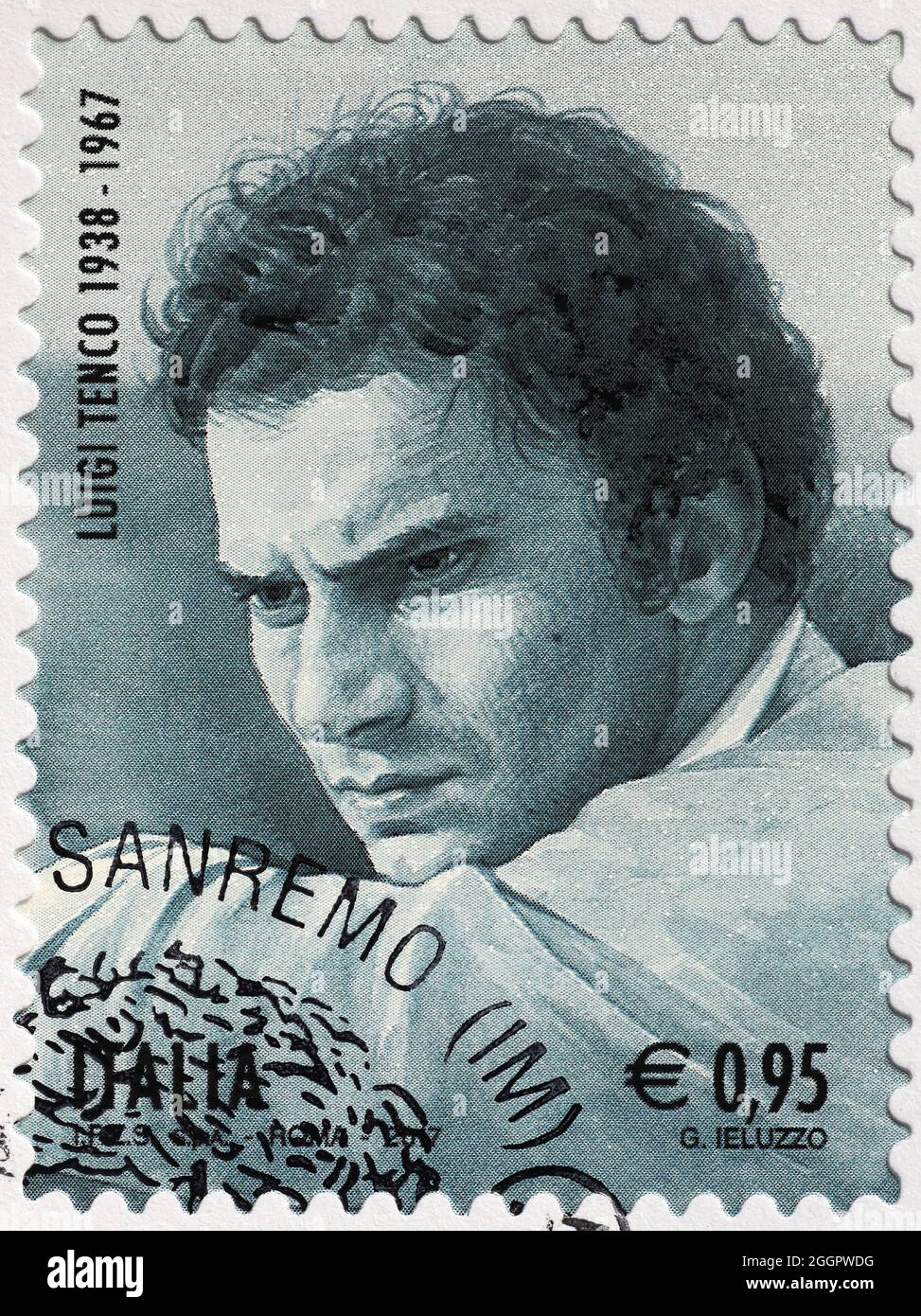 Luigi Tenco portrait on italian postage stamp Stock Photo - Alamy