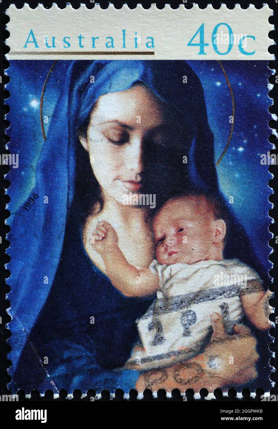 Modern image of Mary with Jesus child on australian stamp Stock Photo ...