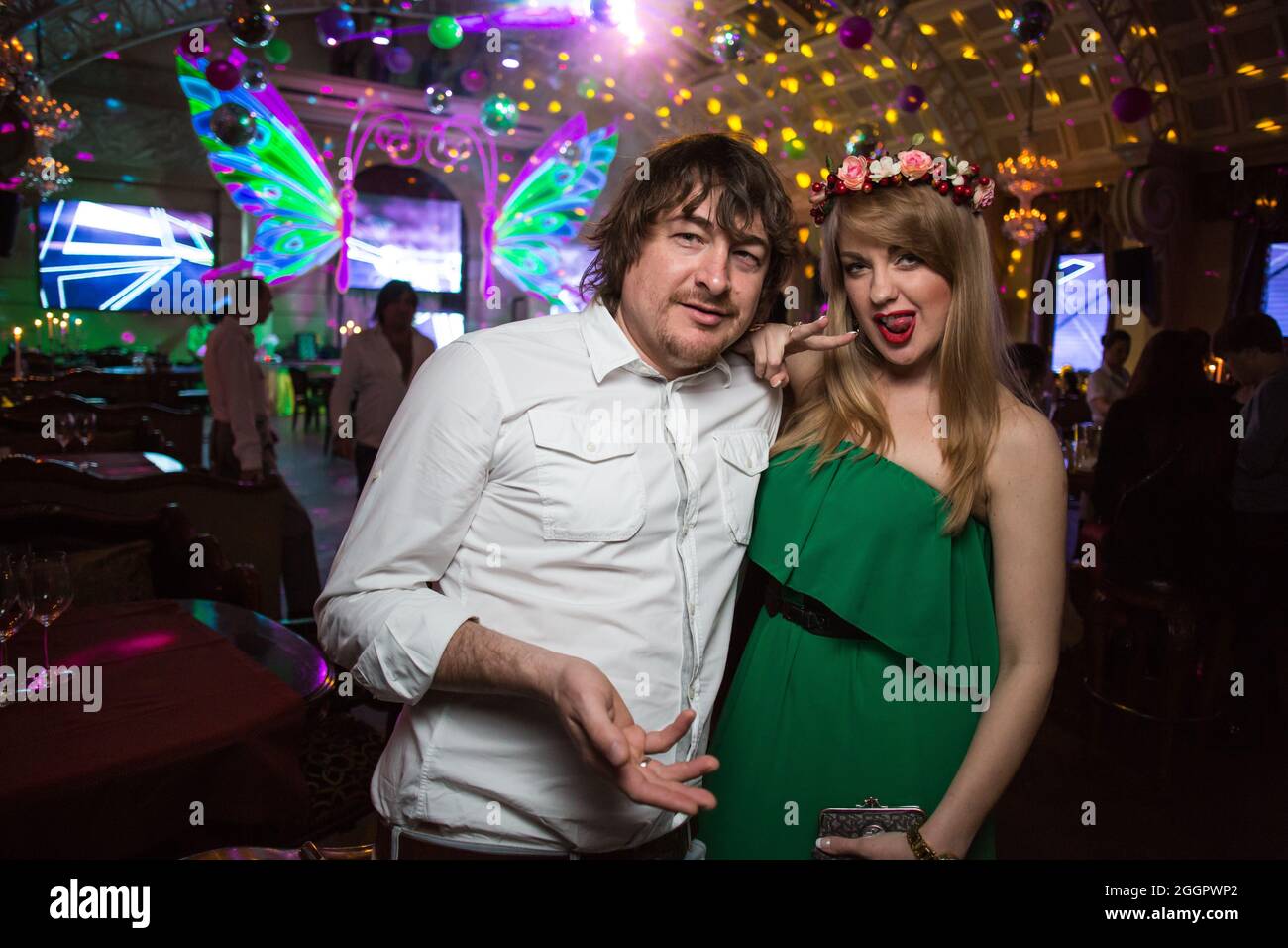 Odessa, Ukraine April 26, 2014: Ministerium night club. People smiling ...