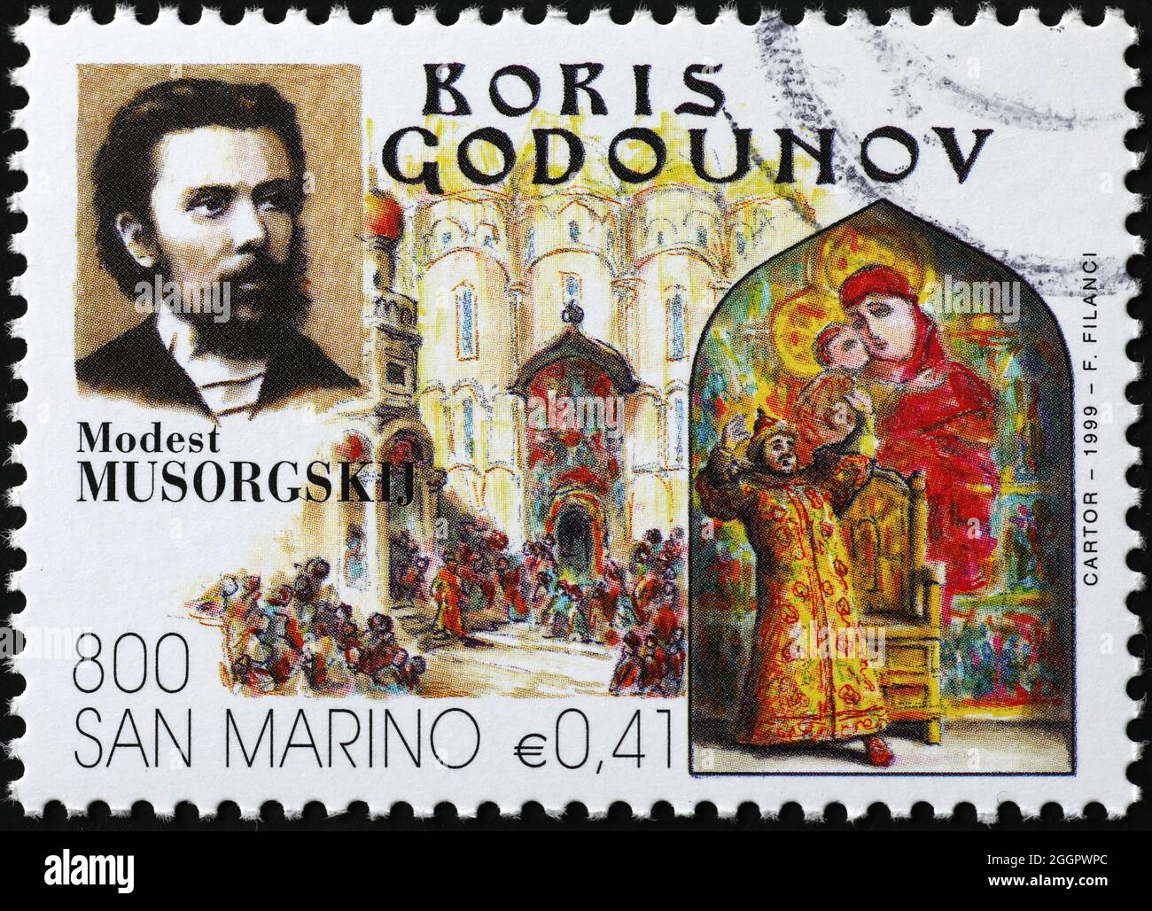 Modest Mussorgsky and his opera Boris Godunov on stamp Stock Photo - Alamy