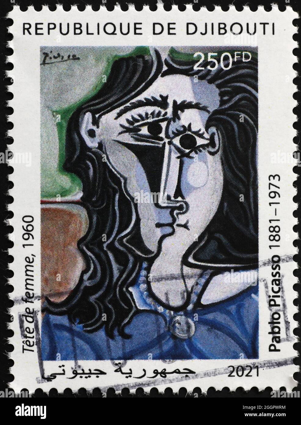Painting by Pablo Picasso on stamp of Djibouti Stock Photo - Alamy