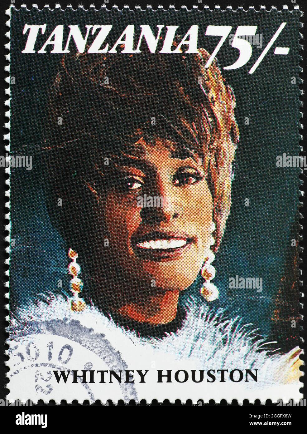 Whitney Houston portrait on postage stamp Stock Photo - Alamy