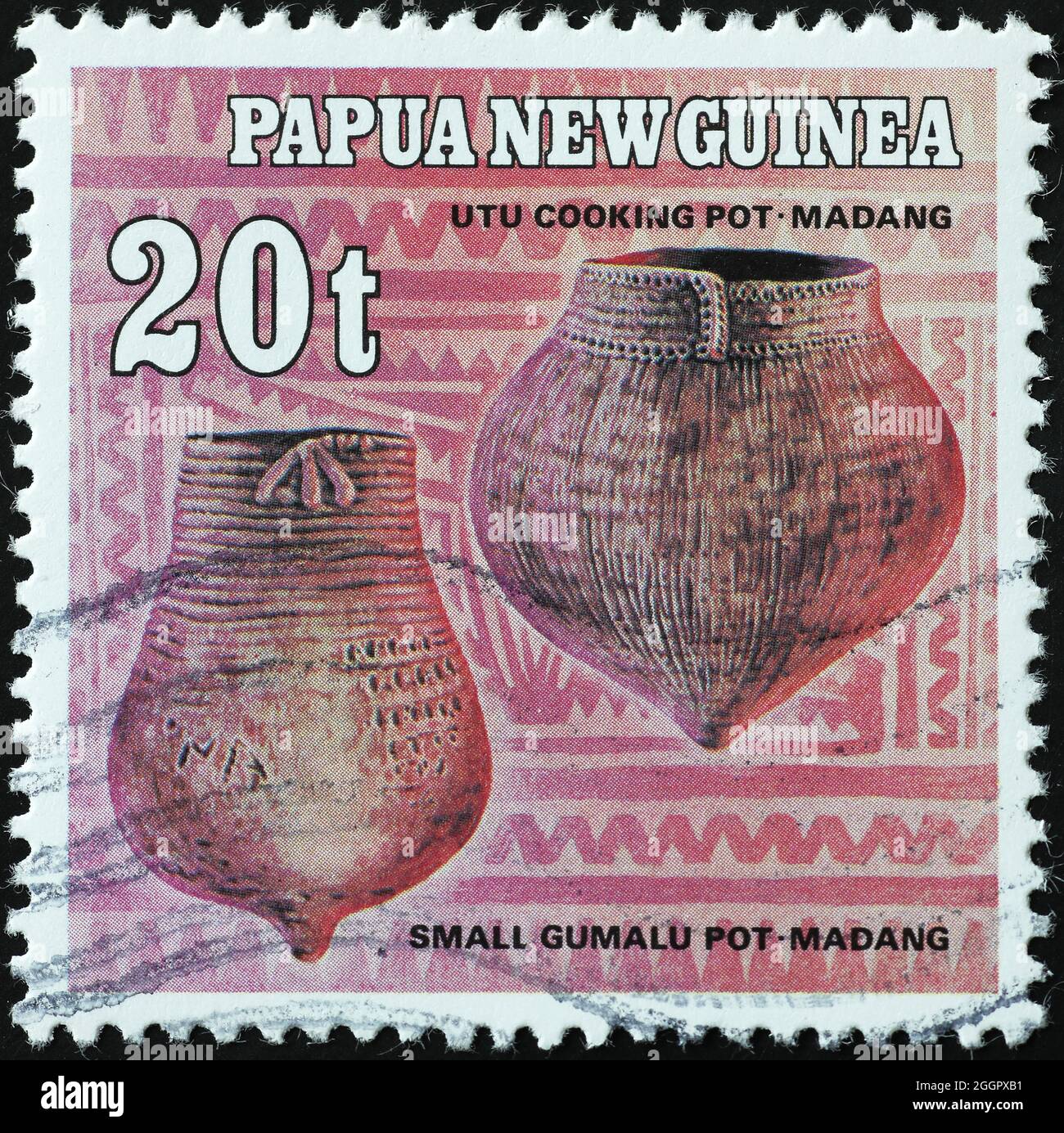 Traditional small pots from Papua New Guinea on postage stamp Stock ...