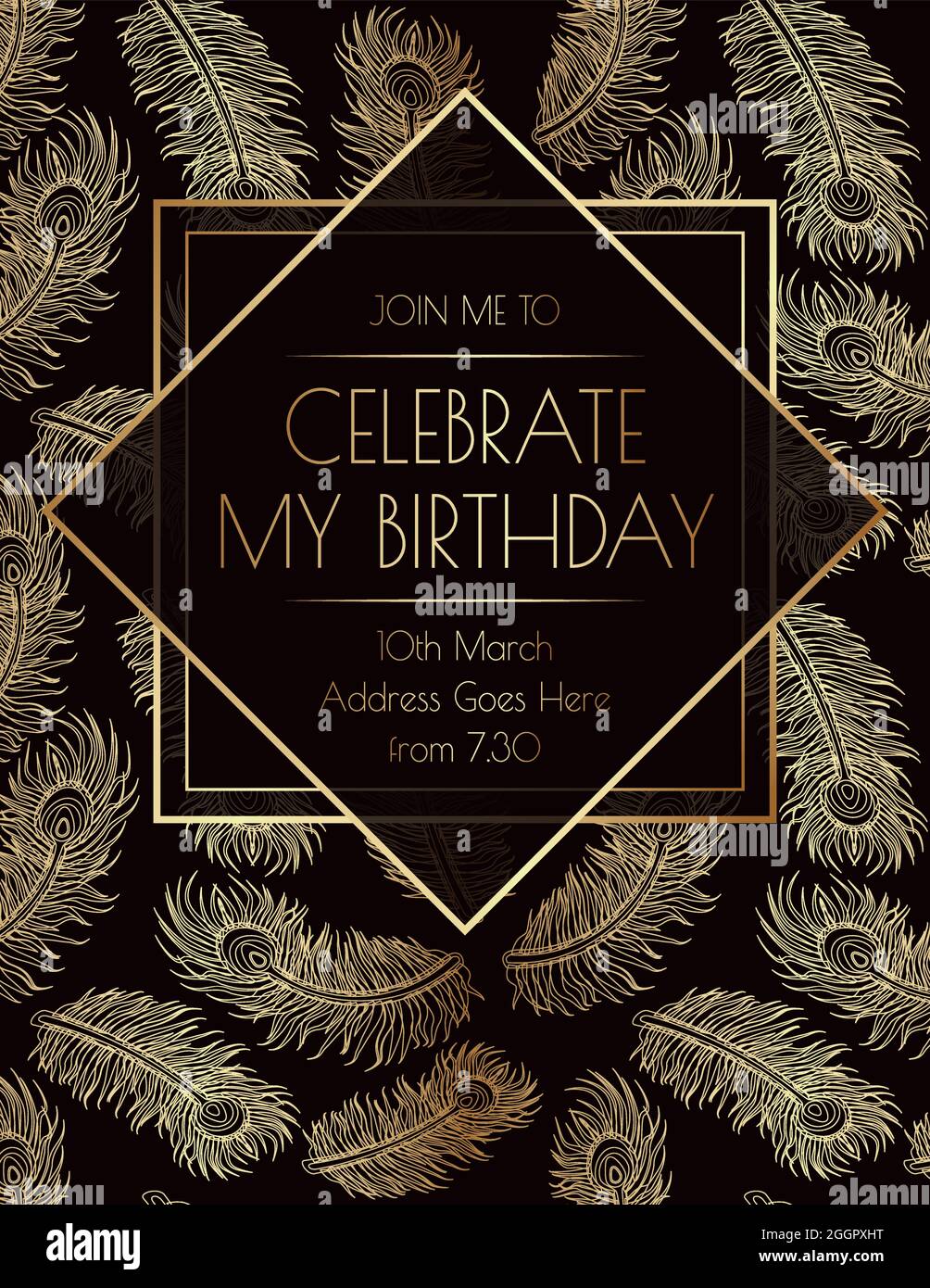 Feather Gatsby Art Deco Invitation Print Design Stock Vector Image ...
