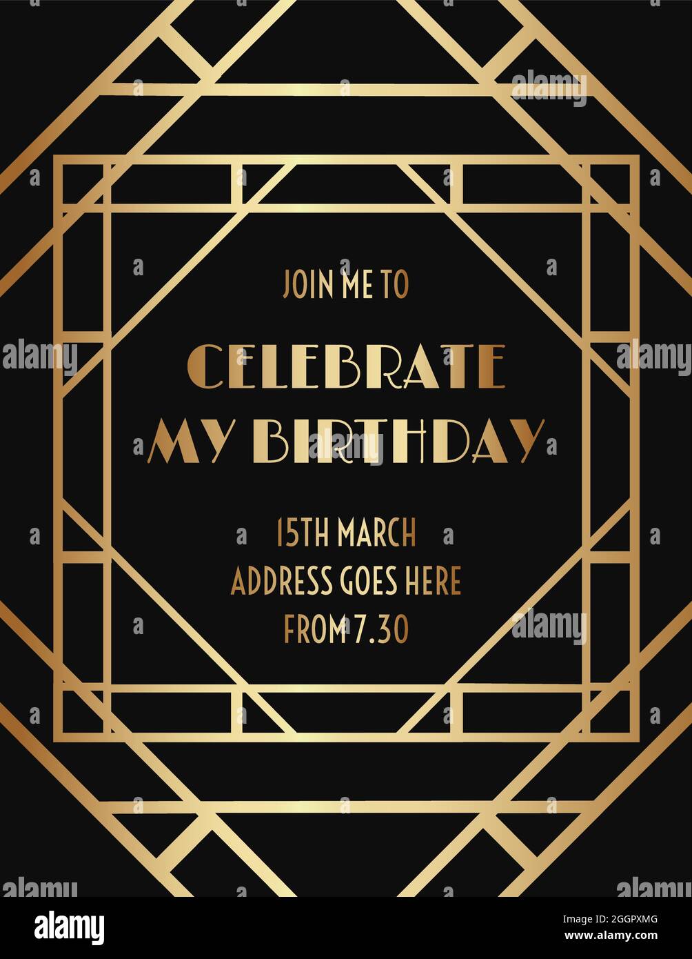 Art Deco Gatsby Style Geometric Invitation Stock Vector Image & Art - Alamy