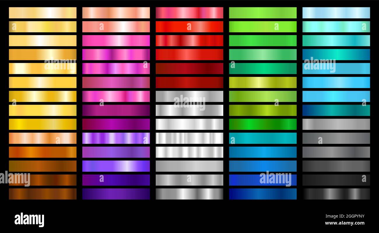 Metal and Color Gradient Collection of Swatches Stock Vector Image ...