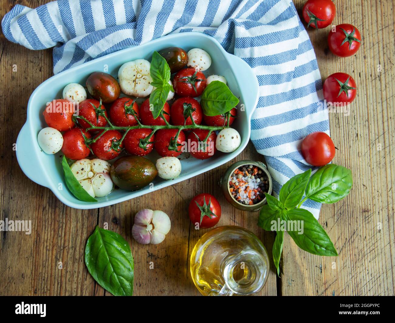 Salad. Fresh vegetable salad with tomato, basil, mozzarella cheese ...