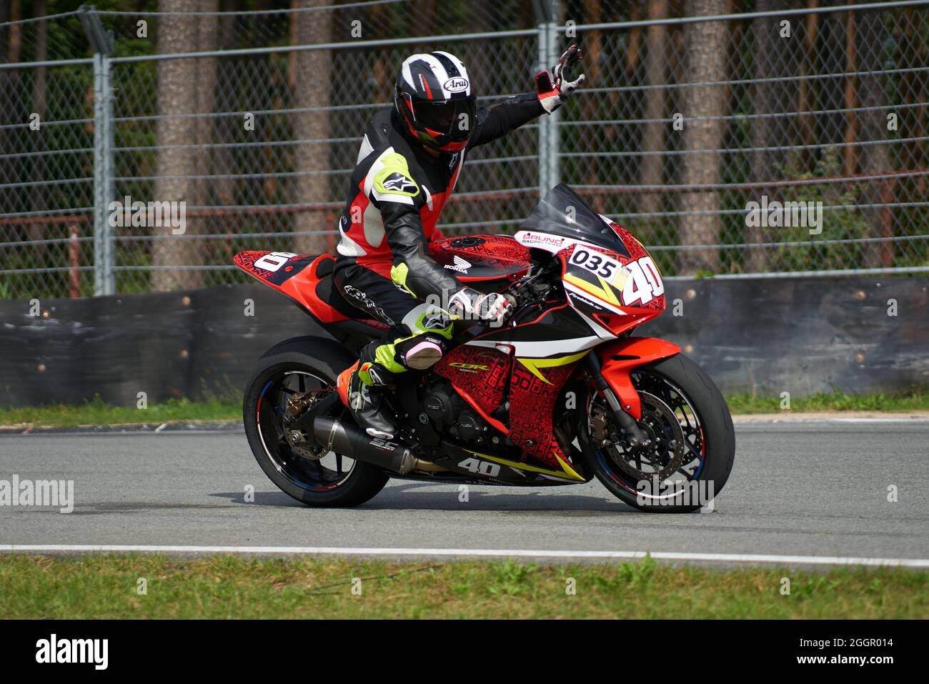 10-05-2021 Lithuania, Kaunas MotoGP rider, Motorcyclist rides at fast sport bike Stock Photo - Alamy