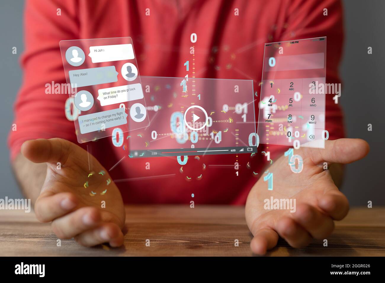 Person presenting a 3D render of interface web application Stock Photo ...