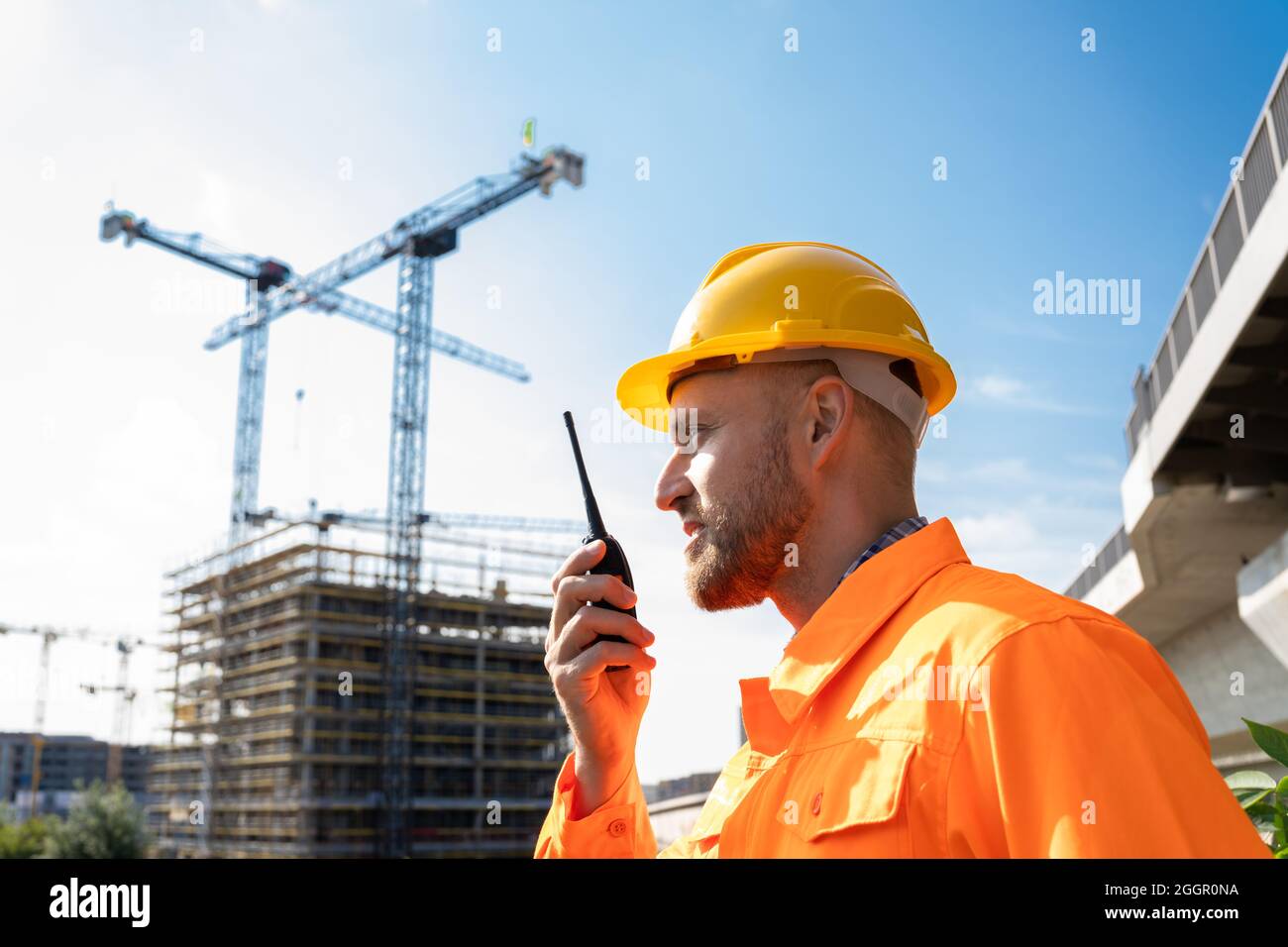 OSHA Inspection Worker At Construction Site. Building Safety Stock ...