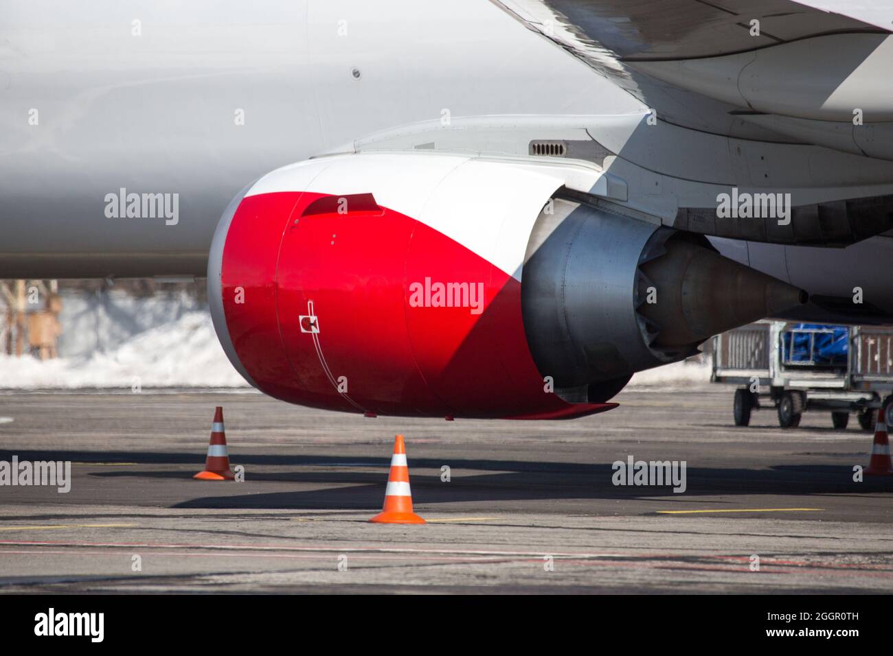airplane turbine close-up. turbojet engine of a modern aircraft ...