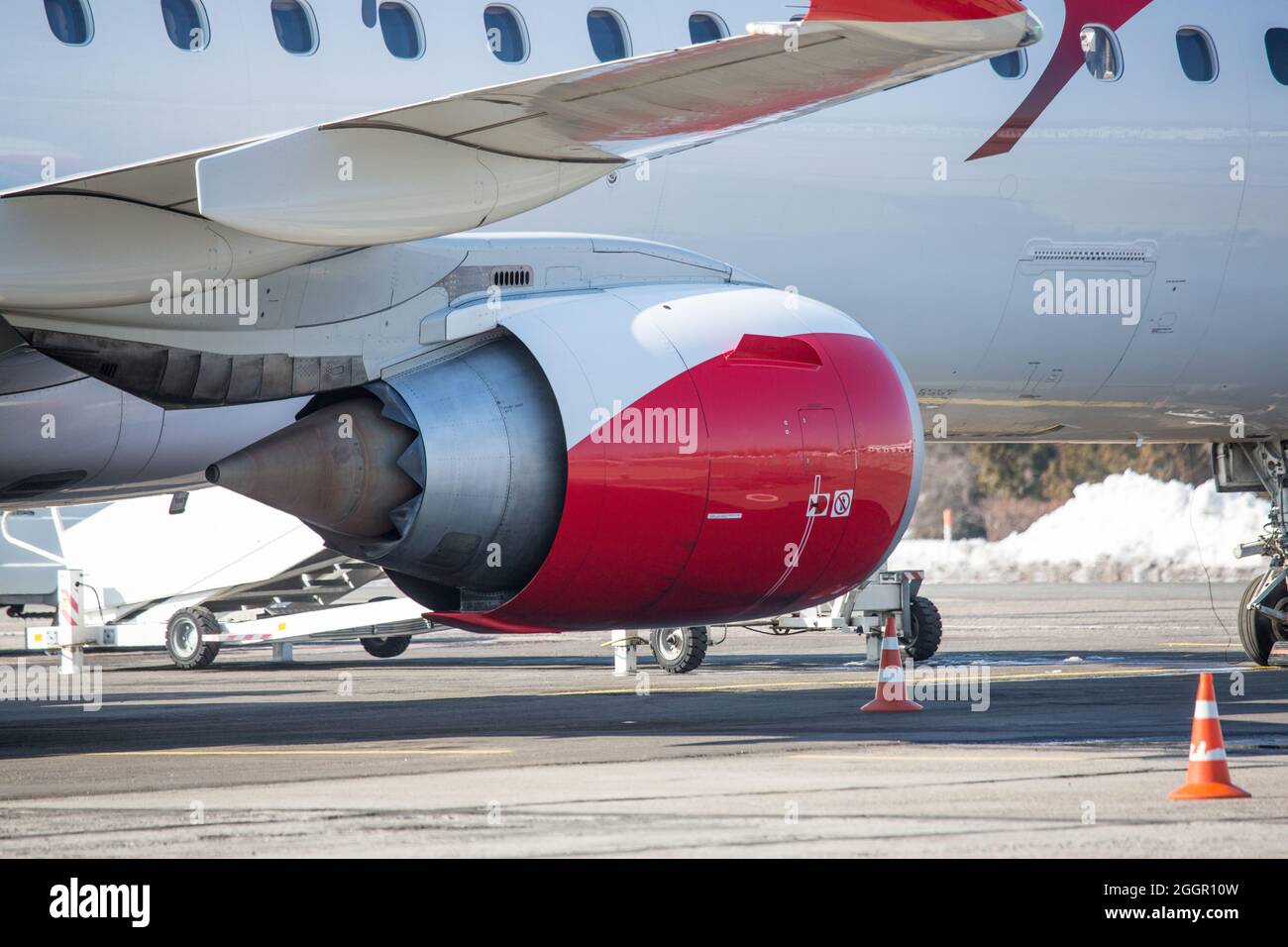 airplane turbine close-up. turbojet engine of a modern aircraft ...