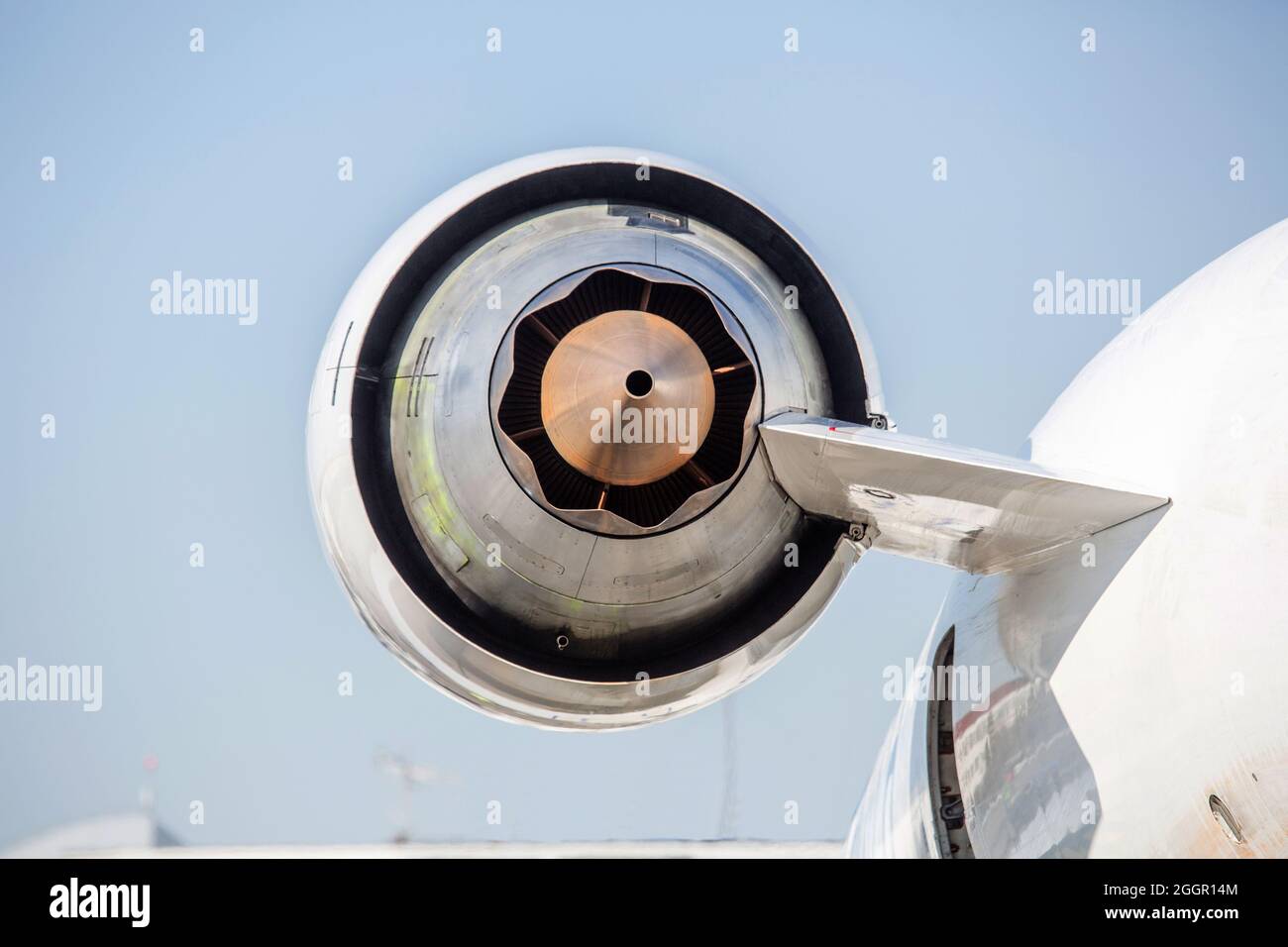 airplane turbine close-up. turbojet engine of a modern aircraft ...