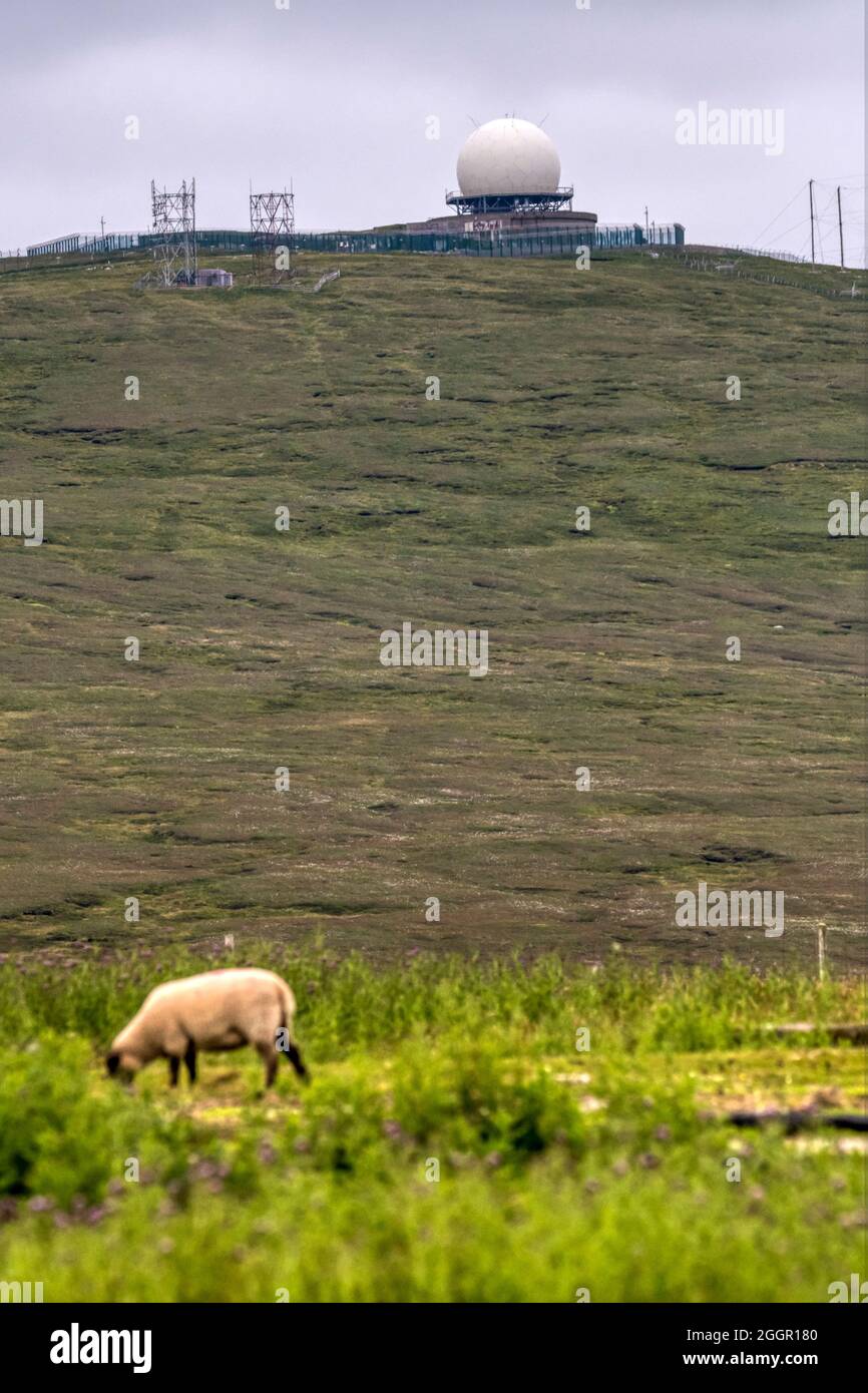 The radar dome at Remote Radar Head Saxa Vord on Unst, Shetland Stock ...