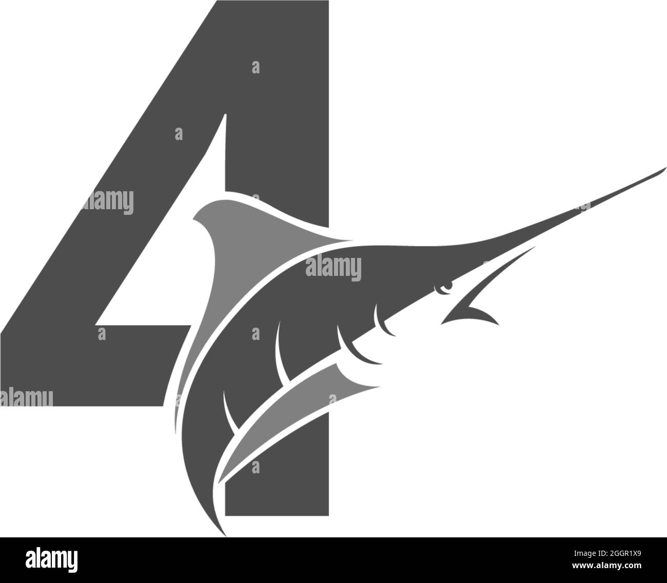 Number 4 with ocean fish icon template vector Stock Vector Image & Art ...