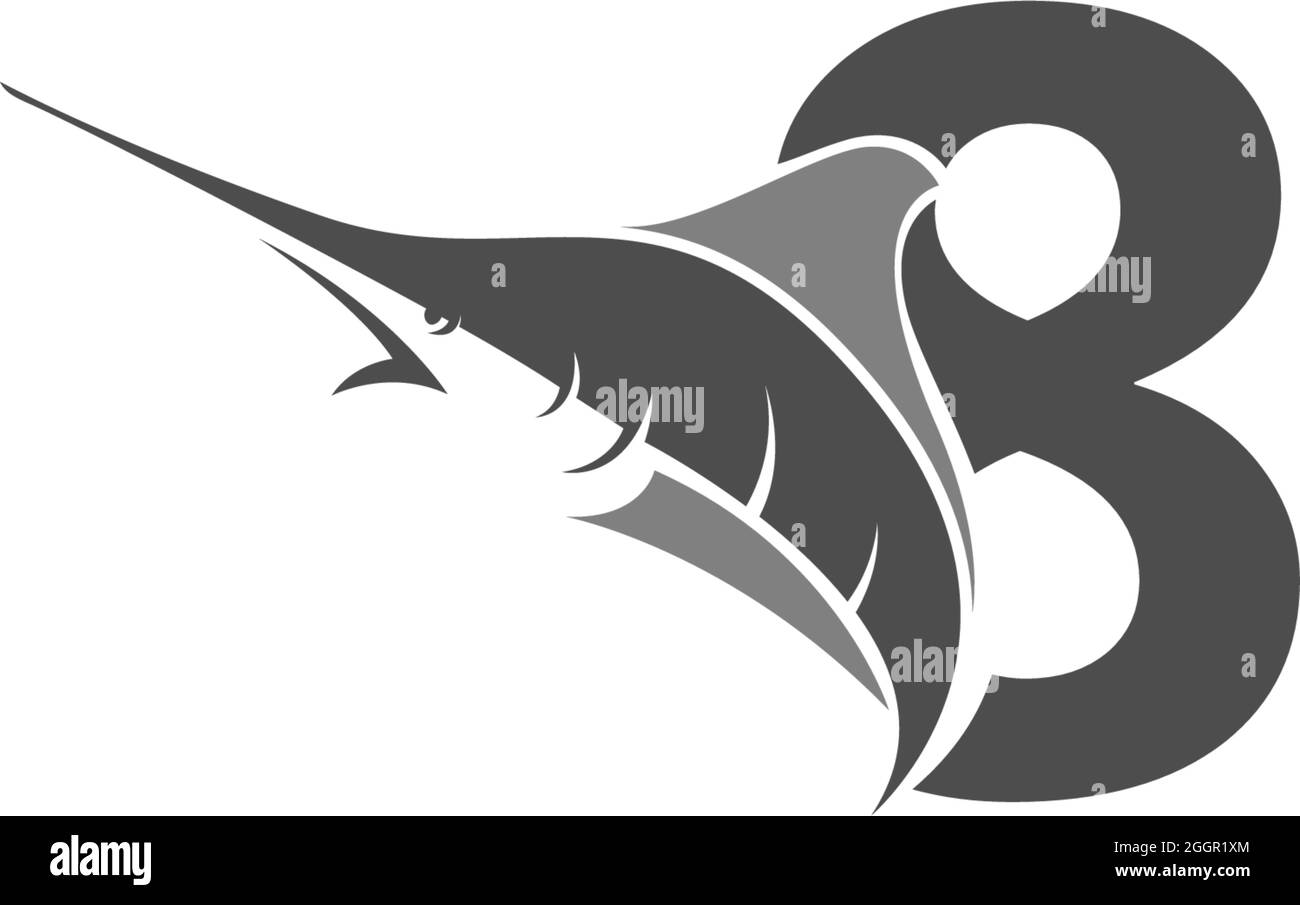 Marlin vector logo design template Black and White Stock Photos ...